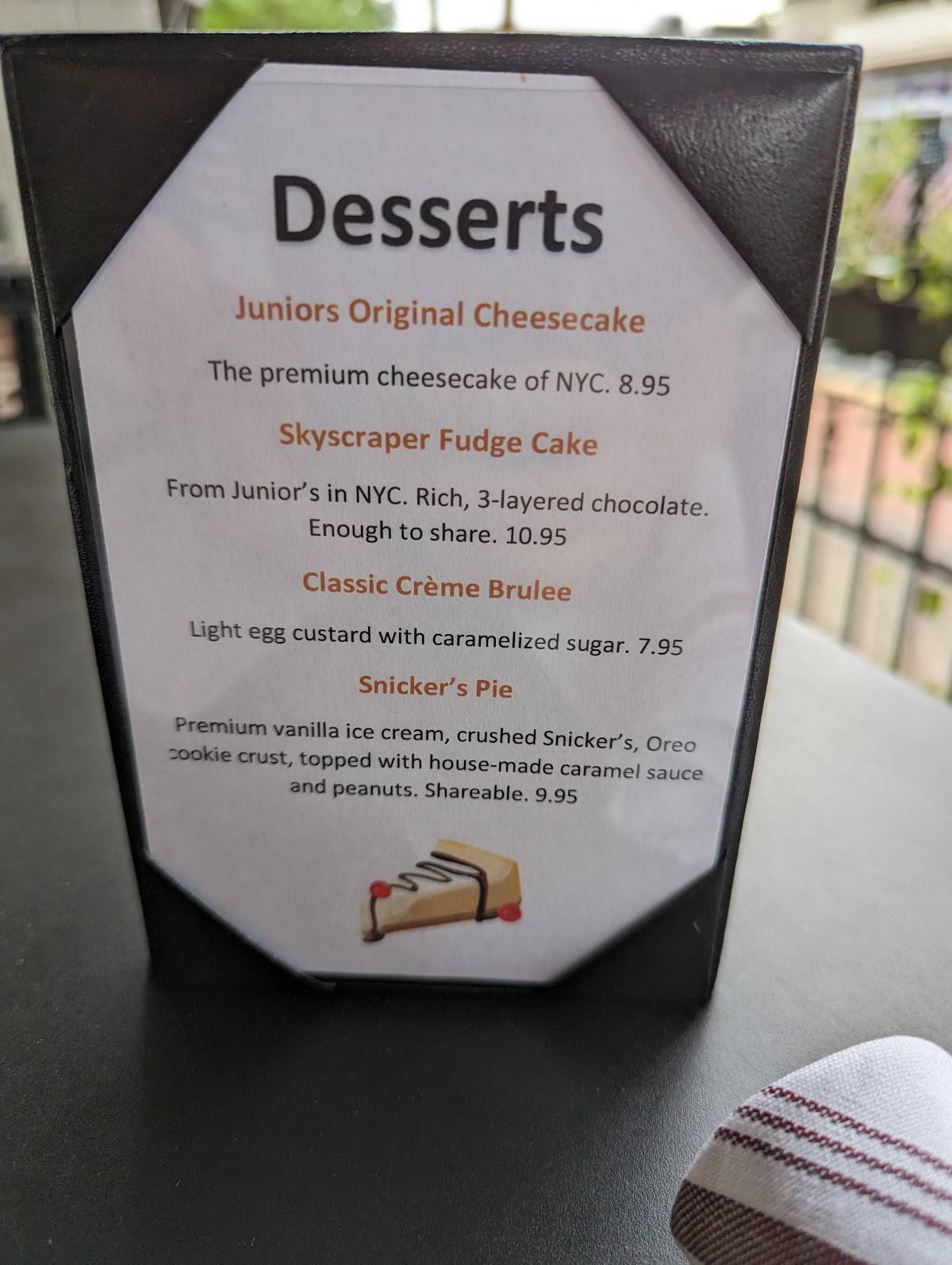 Menu at BJ’s pub & bar, Selinsgrove