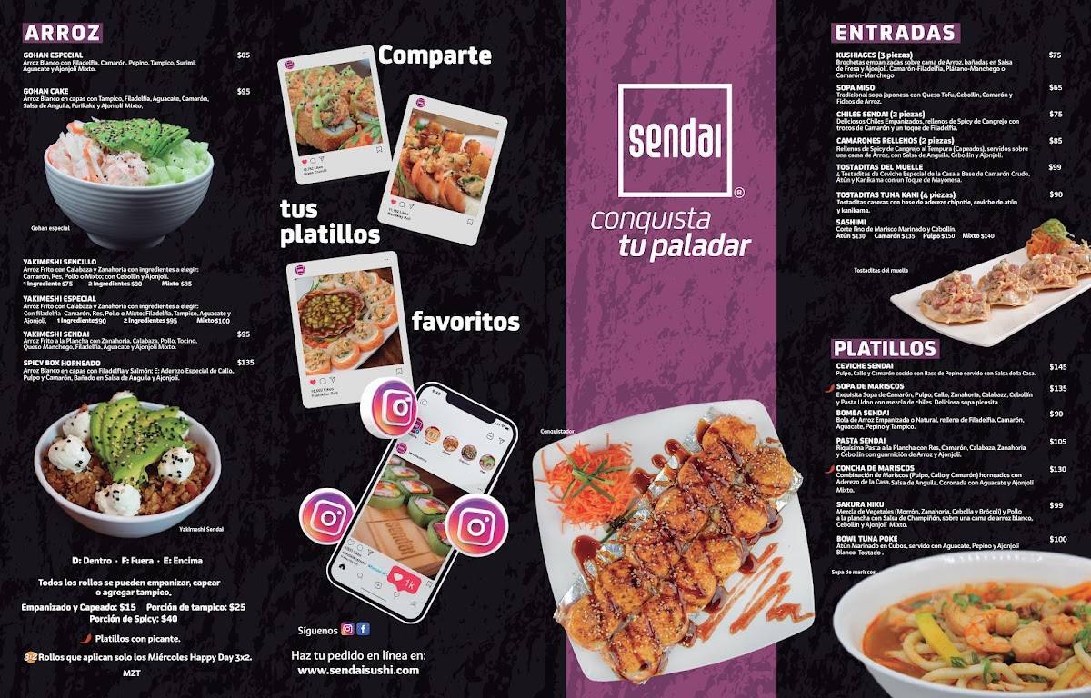 Carta del restaurante Sendai Sushi Paseo Bicentenario, Mazatlán