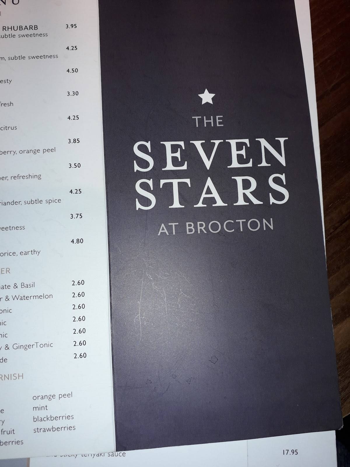 Menu at Seven Stars pub & bar, Stafford, Cannock Rd