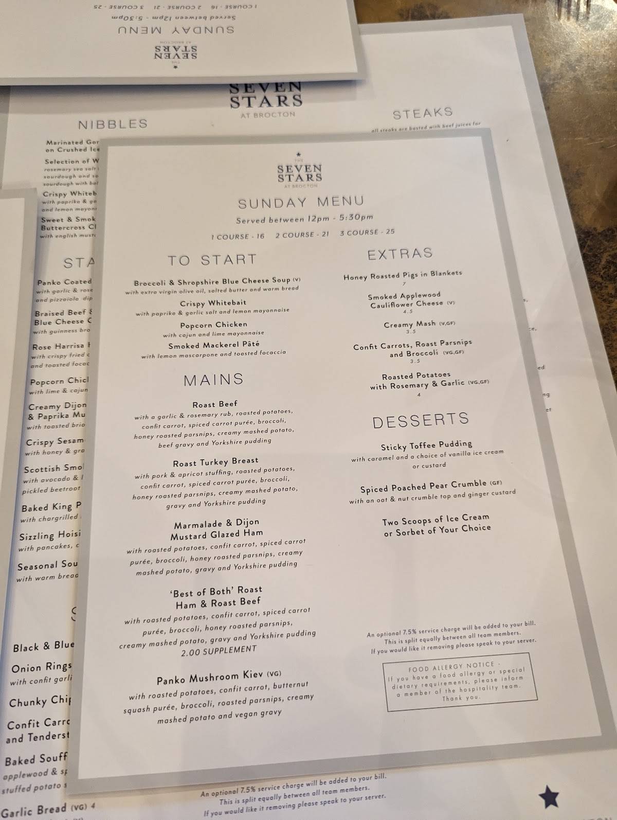Menu at Seven Stars pub & bar, Stafford, Cannock Rd