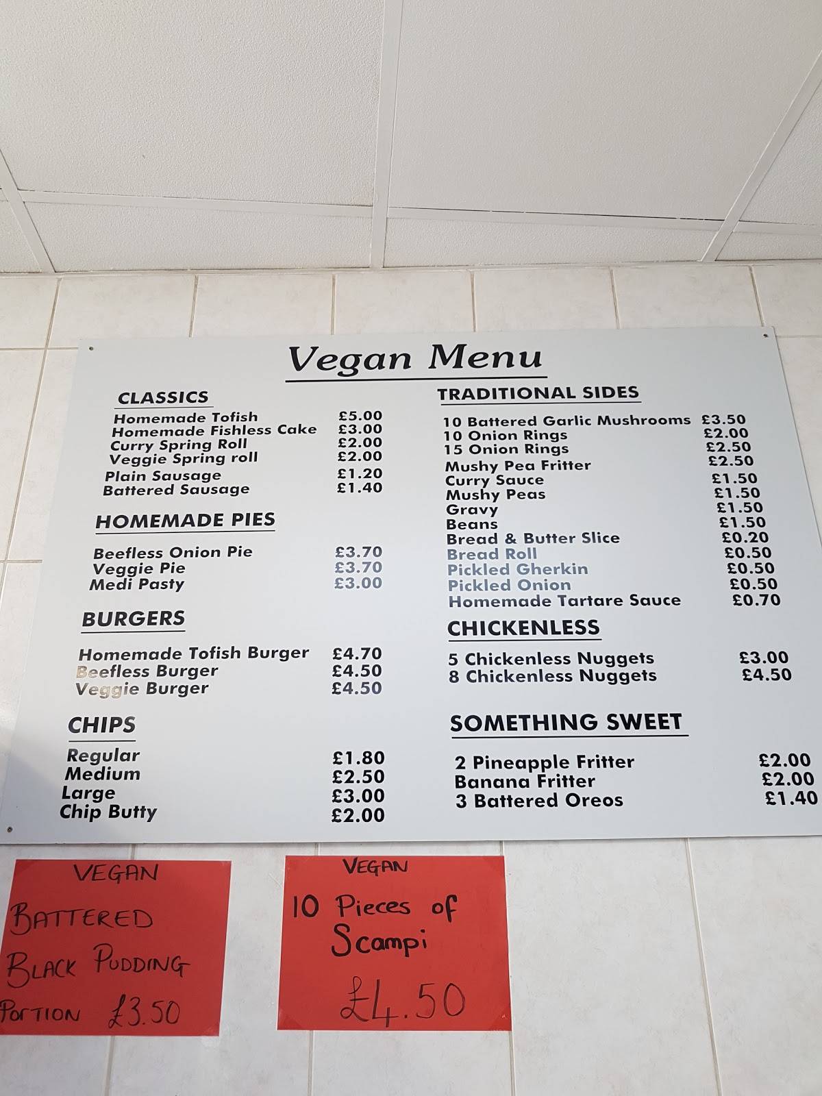 Menu at Shakey Shakey Fish Bar, Ramsgate