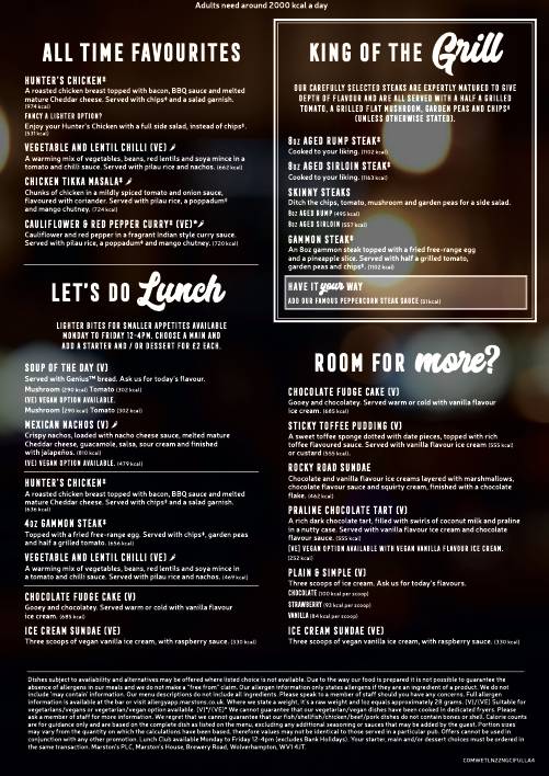 Menu at Half Moon pub & bar, Sherborne
