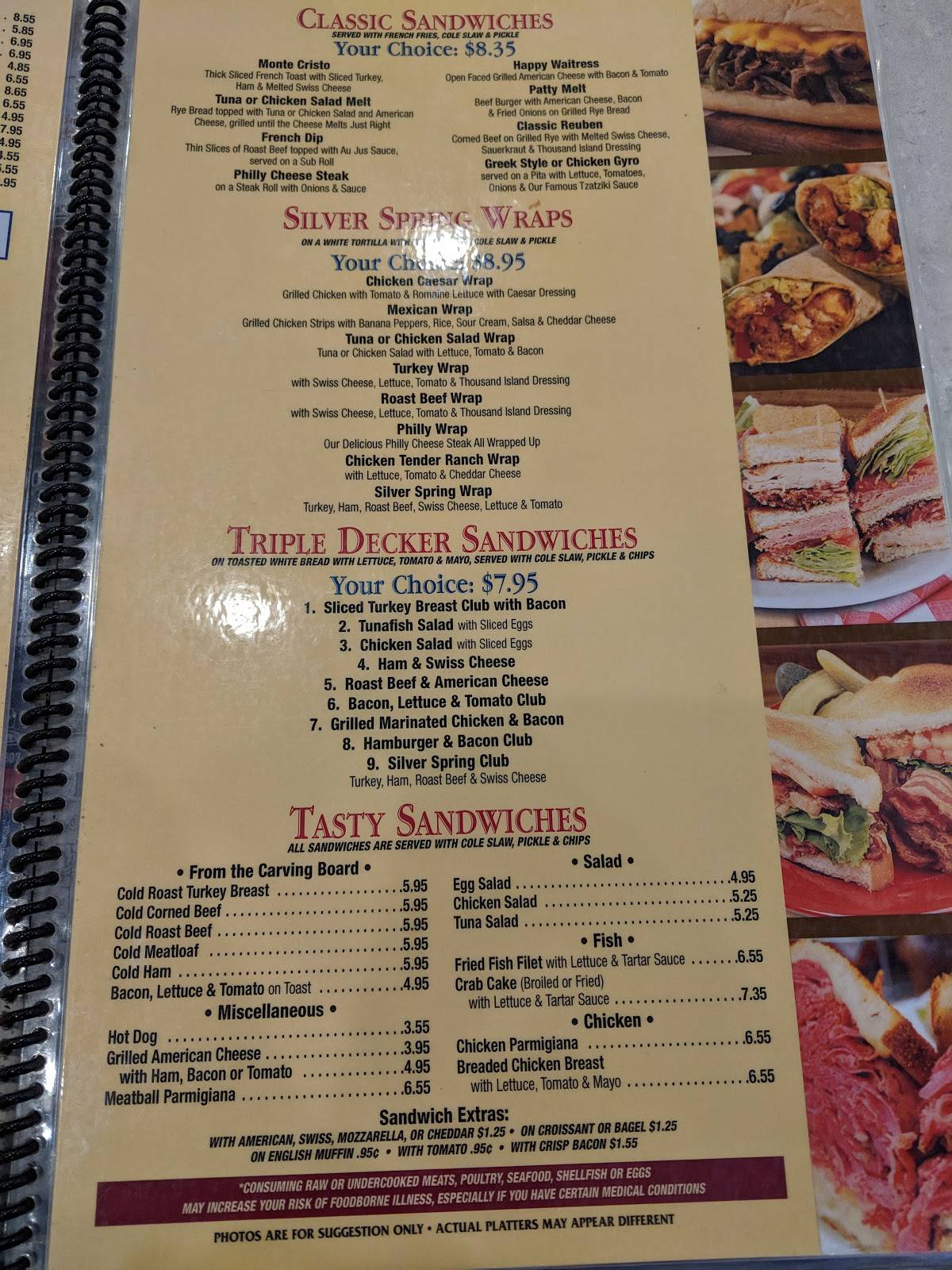 Menu at Silver Spring Diner restaurant, Mechanicsburg