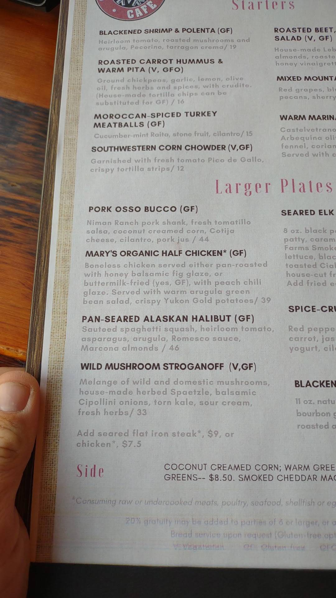 Menu at Silver Star Cafe, Park City