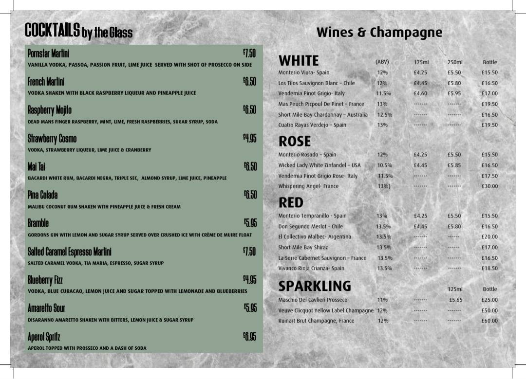 Menu at Sixty Ate Bar and Kitchen, Clydebank