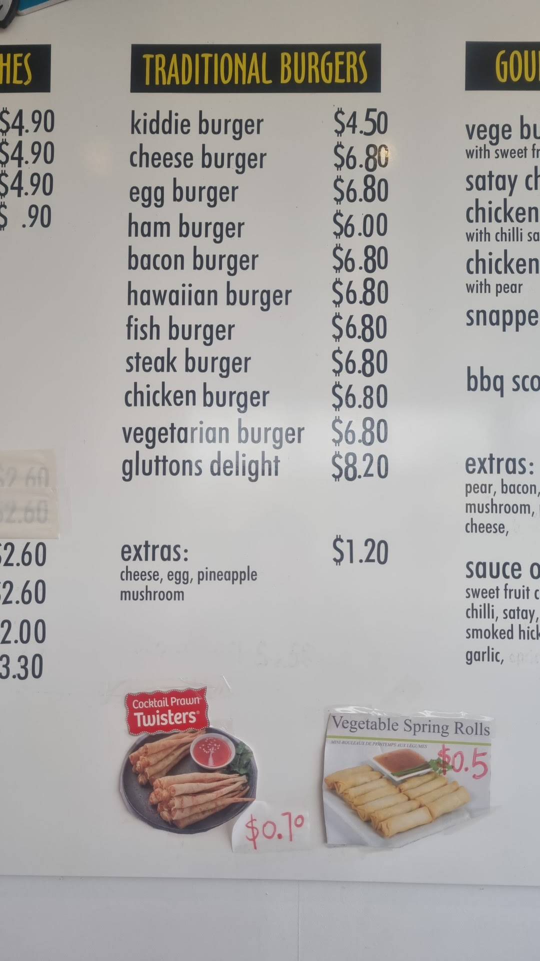 Menu at Snappers Fish and Chips restaurant, New Plymouth