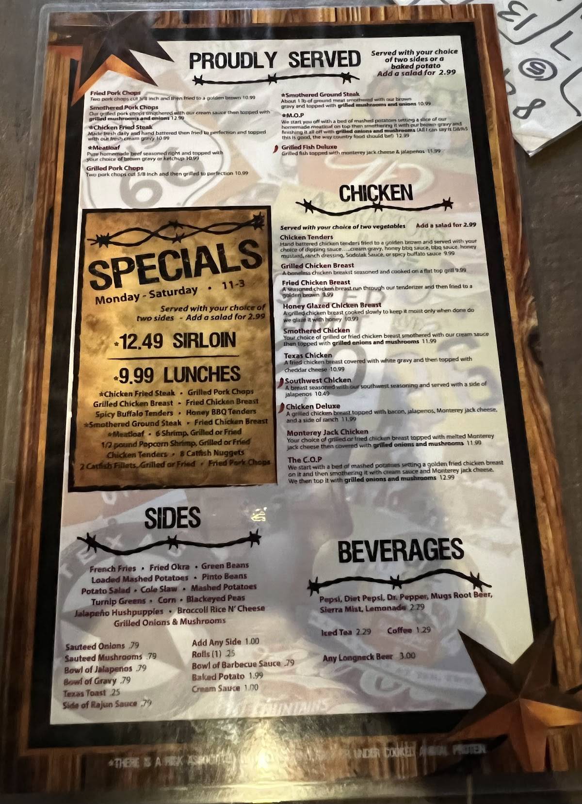 Menu at Sodolaks Beefmasters Restaurant, Bryan