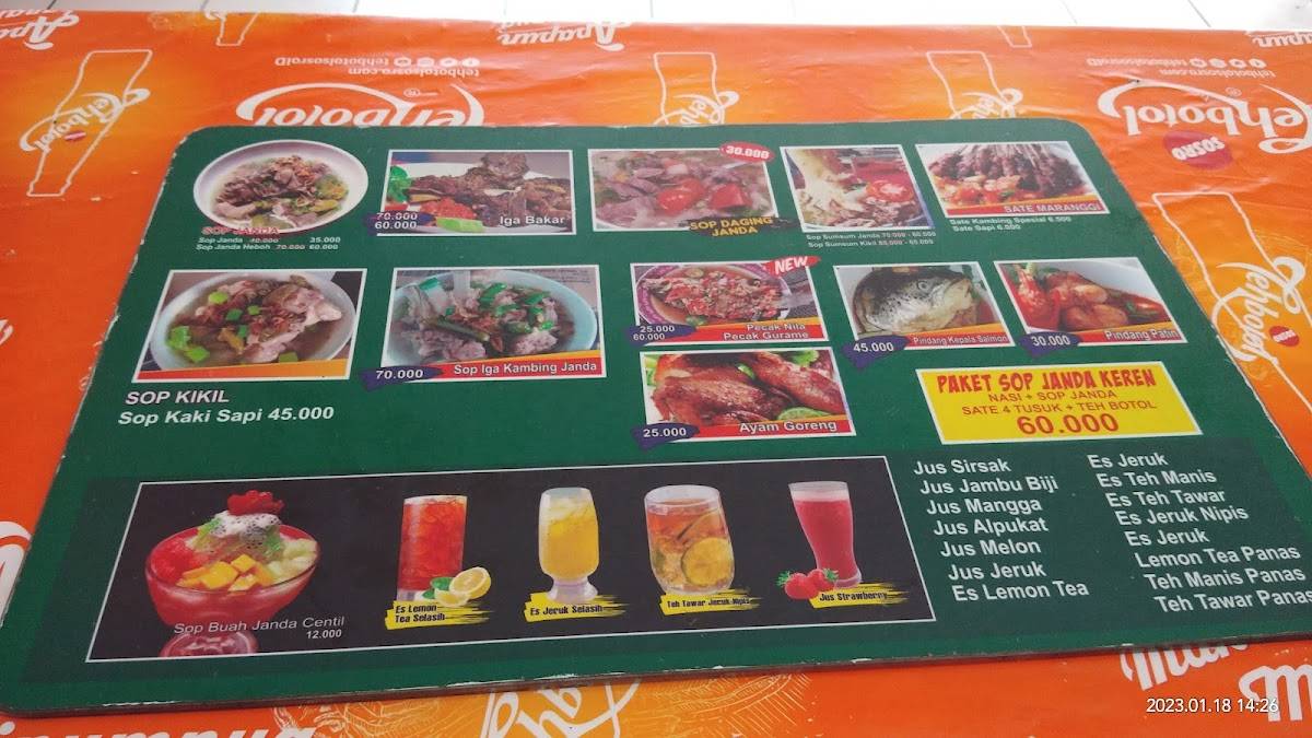 Carta del restaurante Sop Janda Cikarang, Bekasi, Jalan Industri Cikarang