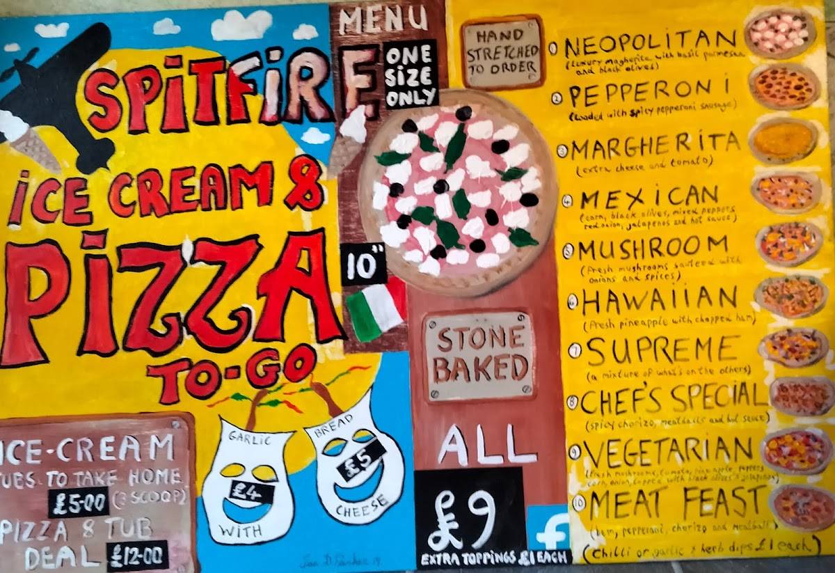Menu at Spitfire Ice Cream & Pizza Woolston pizzeria, Southampton