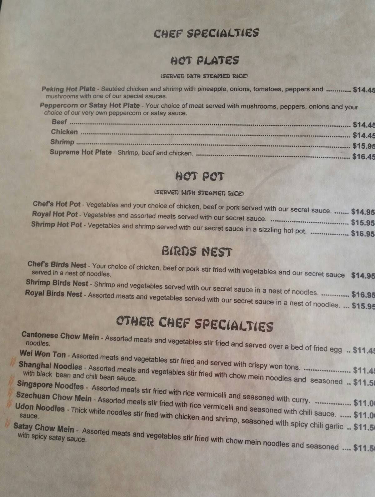 Menu at Spicy Peppercorn Chinese & Vietnamese Restaurant, Prince Albert ...