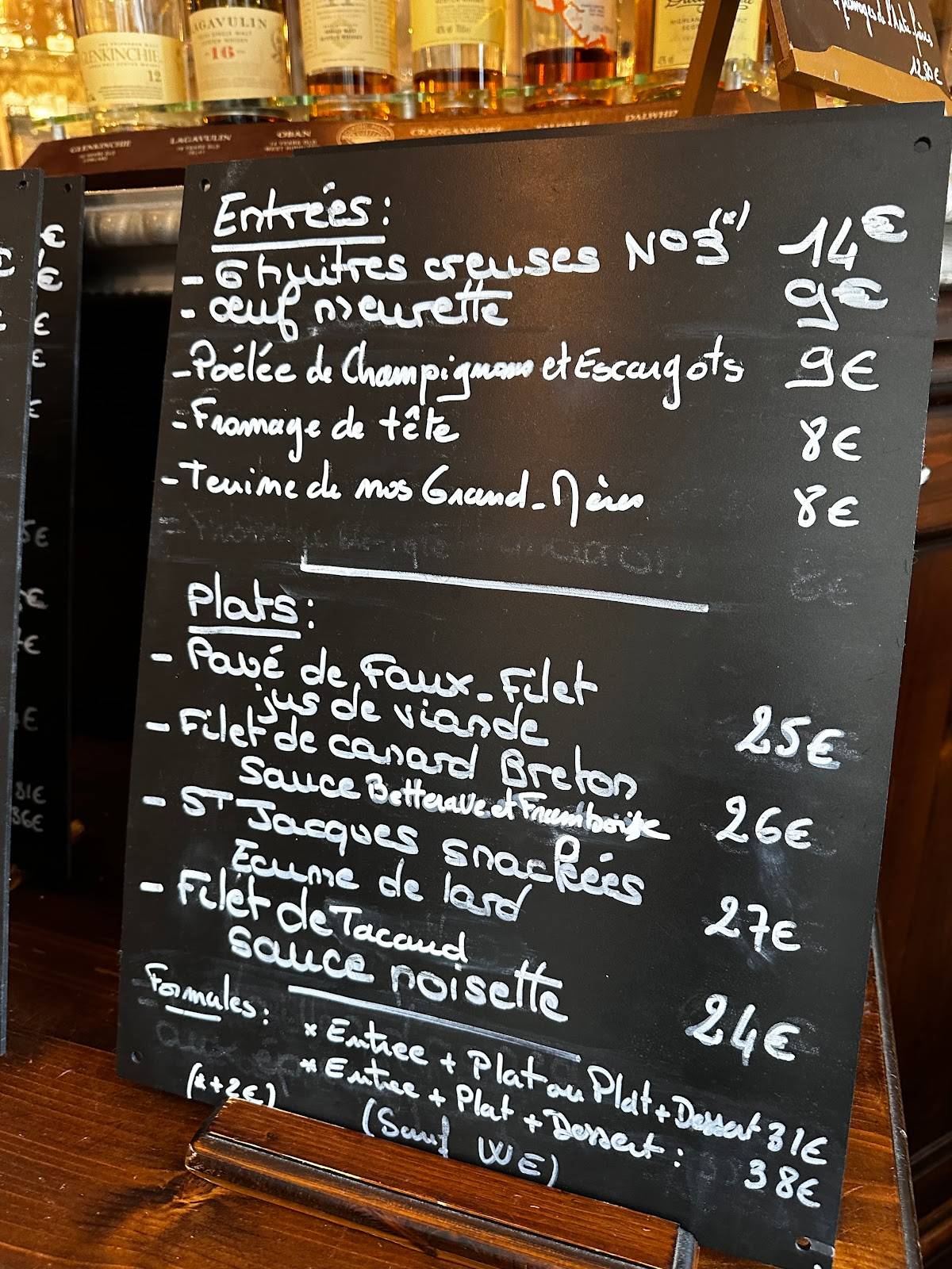 Menu at Le Bistro de Jean restaurant, St-Malo