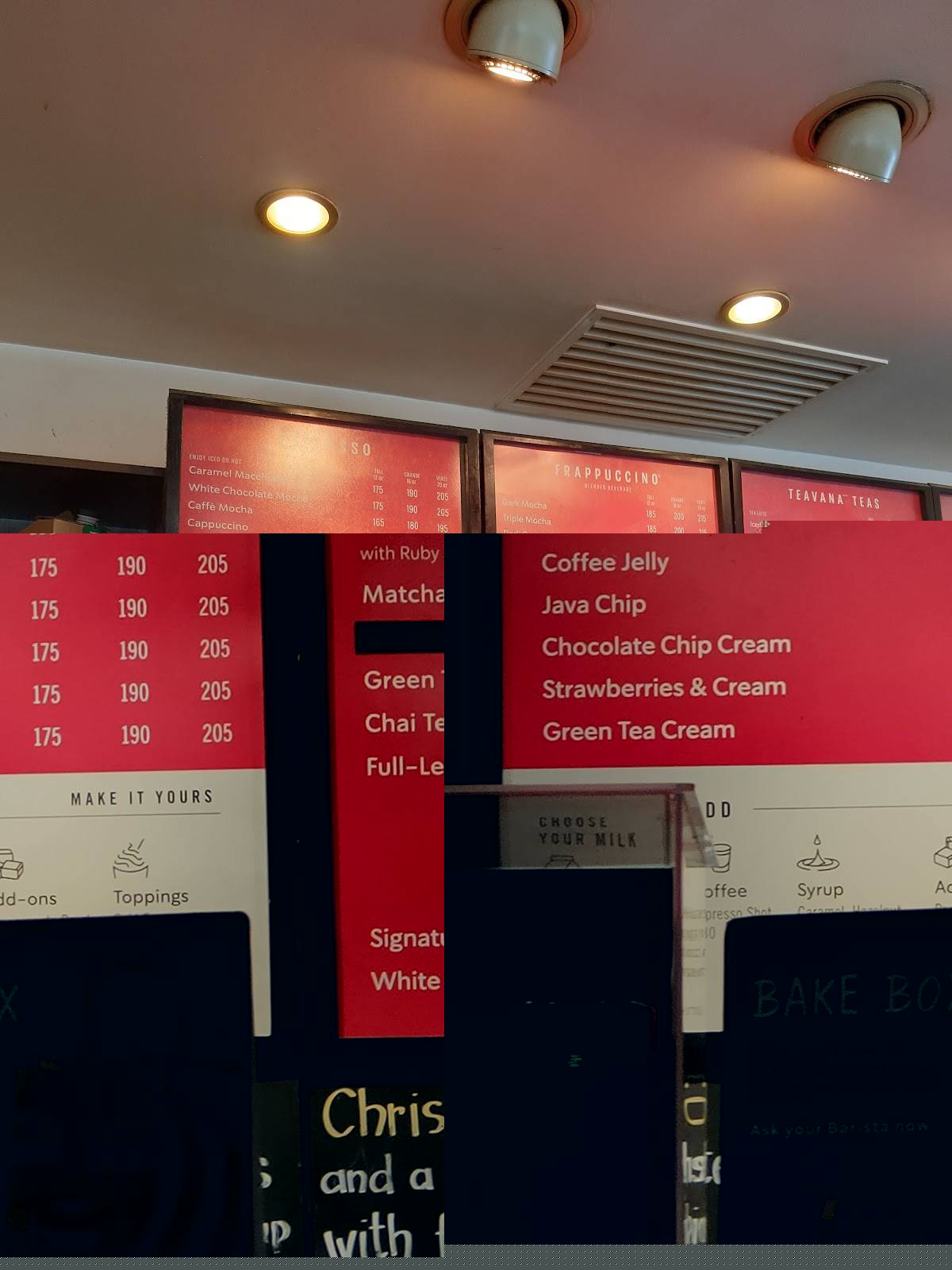 Menu at Starbucks cafe, Tagaytay, Purok 162 Tagaytay - Calamba Rd