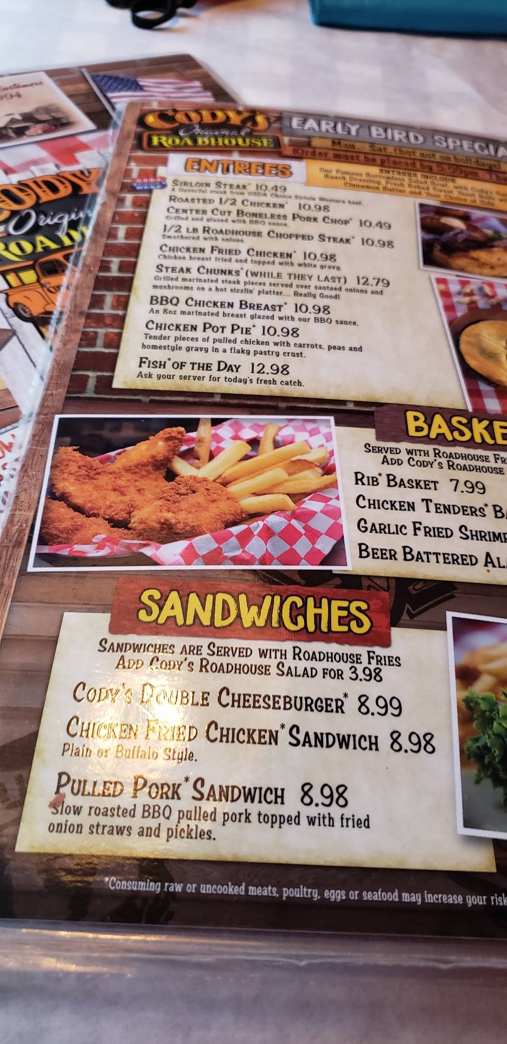 Menu at Cody's Original Roadhouse- Bay Pines steakhouse, Seminole, Park ...