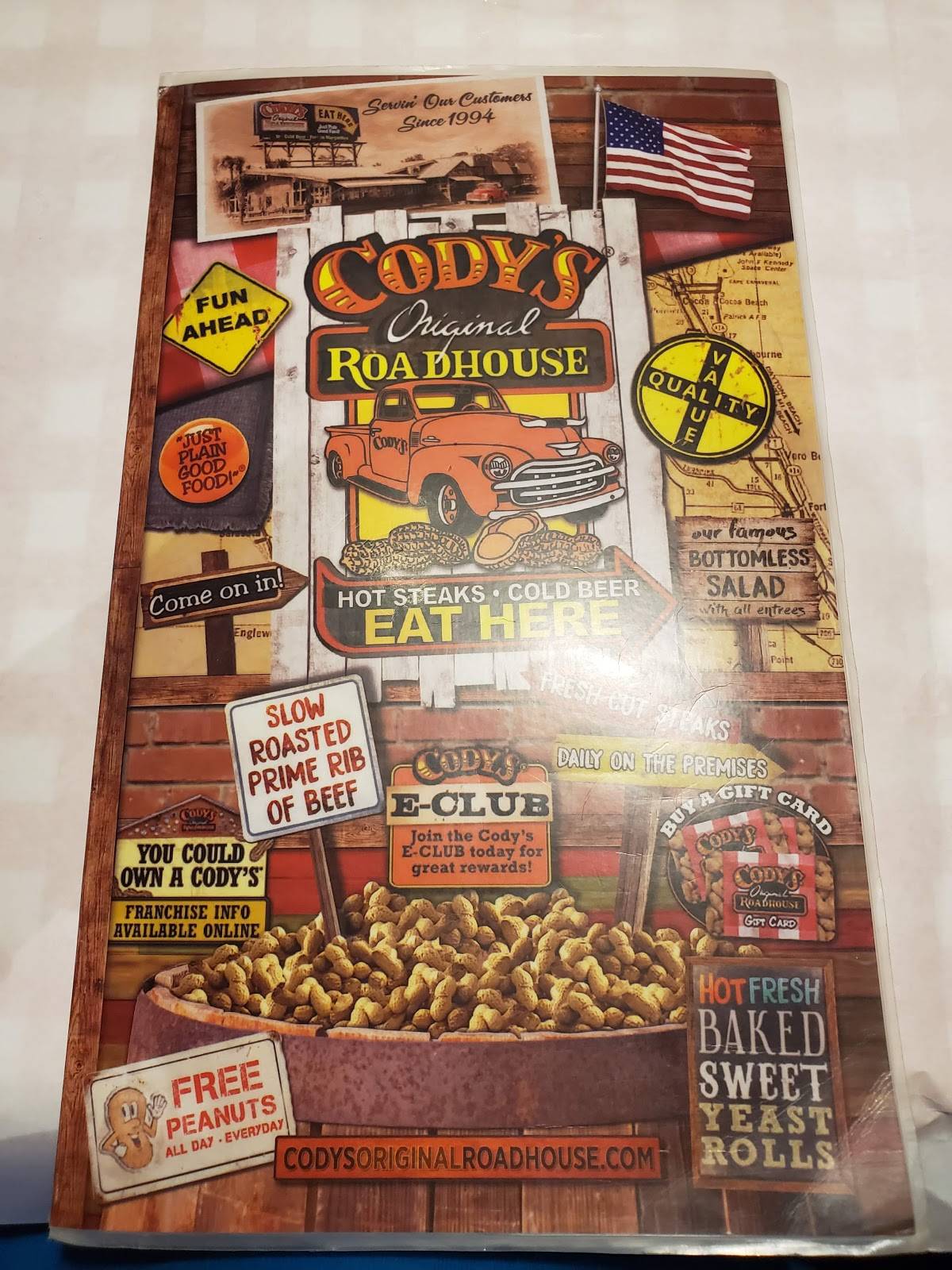 Menu at Cody's Original Roadhouse - Spring Hill steakhouse, Spring Hill ...