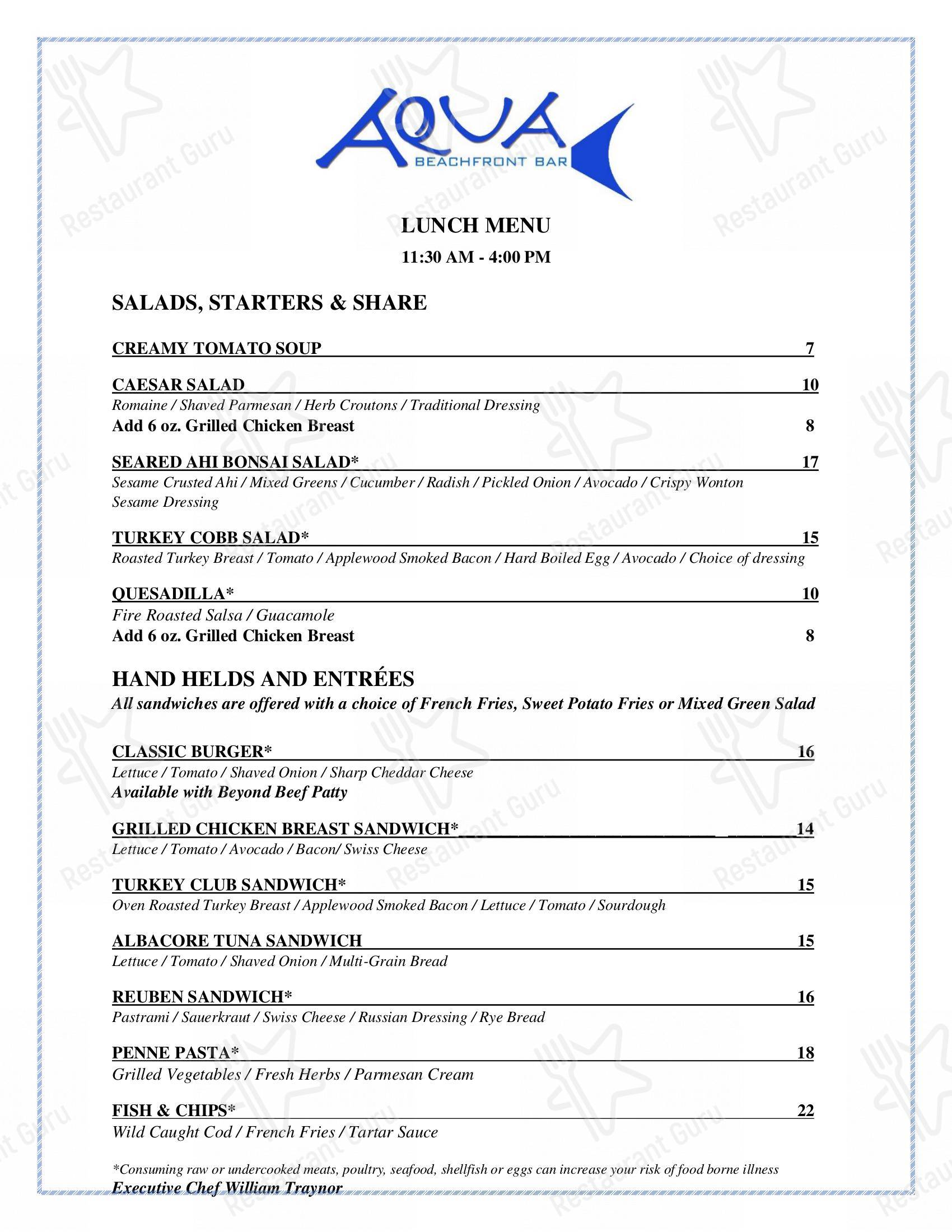 Menu at Moofish Cafe’, Ventura
