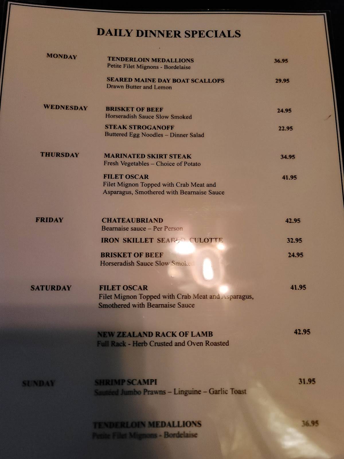 Menu at Taylor's Steak House steakhouse, La Cañada Flintridge