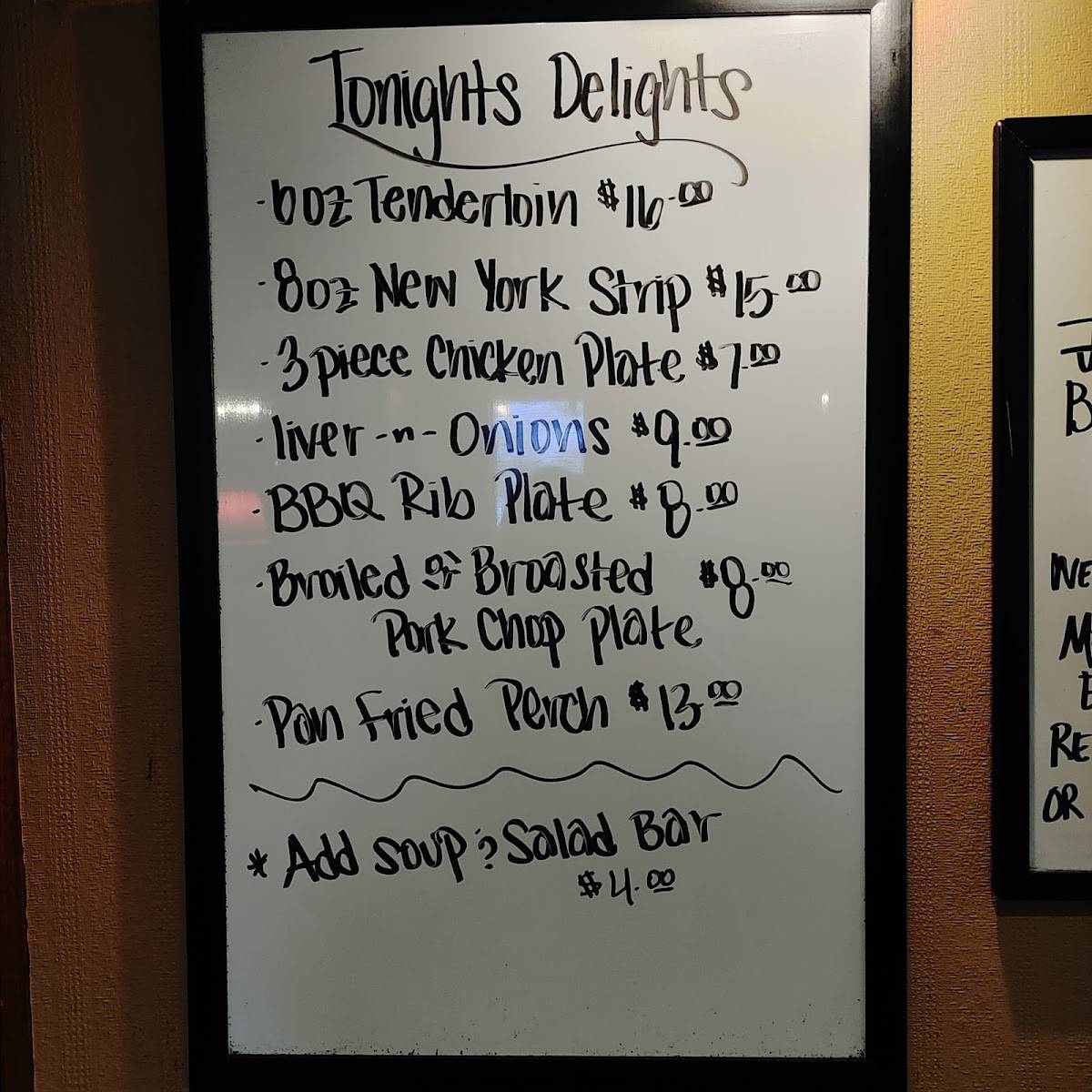 Menu at Washington Inn Supper Club, Cecil