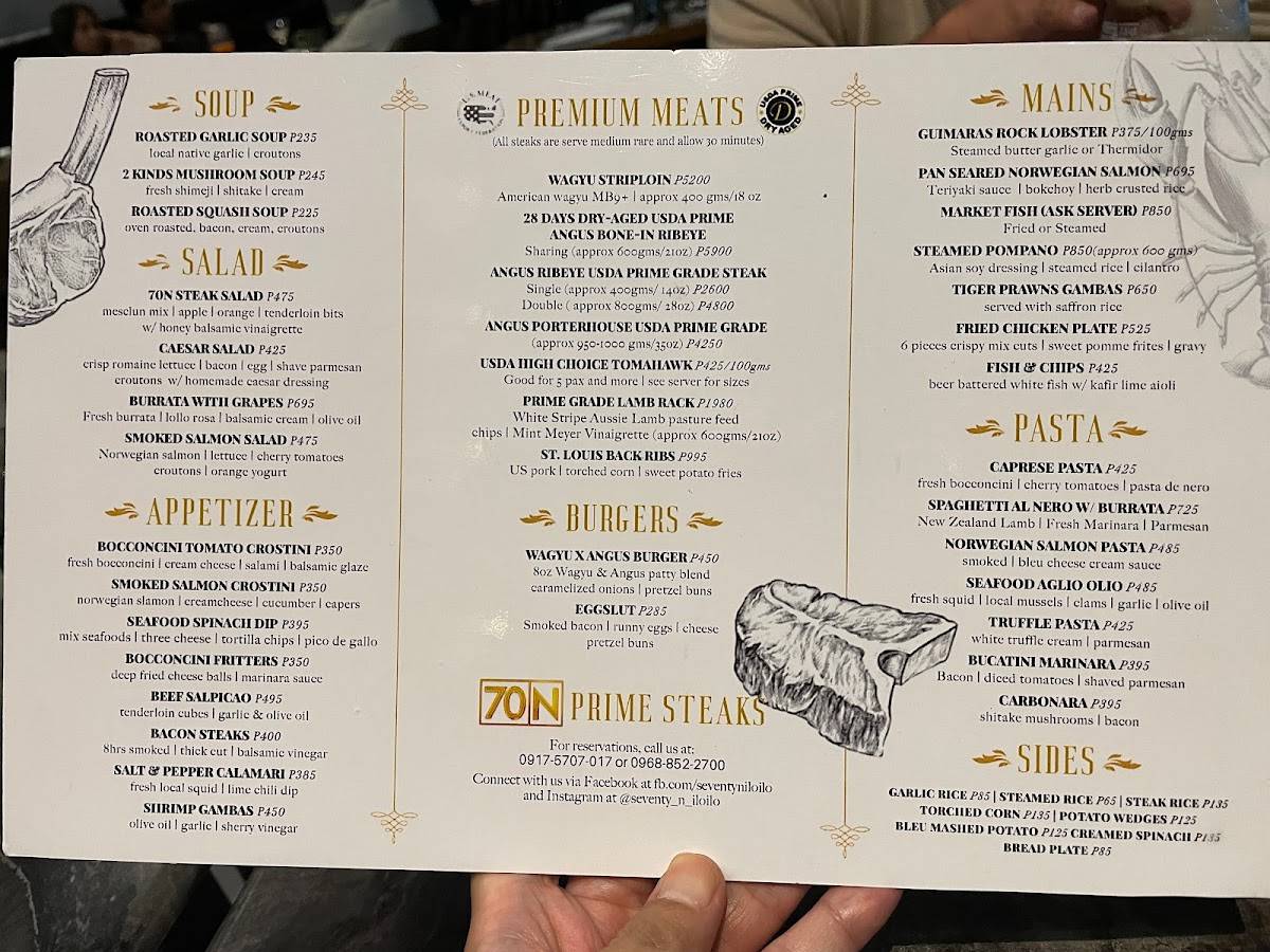 Menu at Stella restaurant, Iloilo City