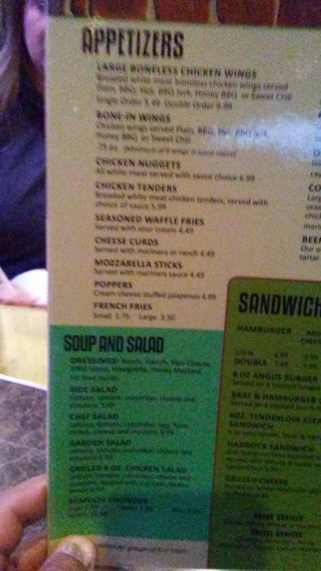 Menu at Stone Toad Bar & Grill, Menasha, Oneida St