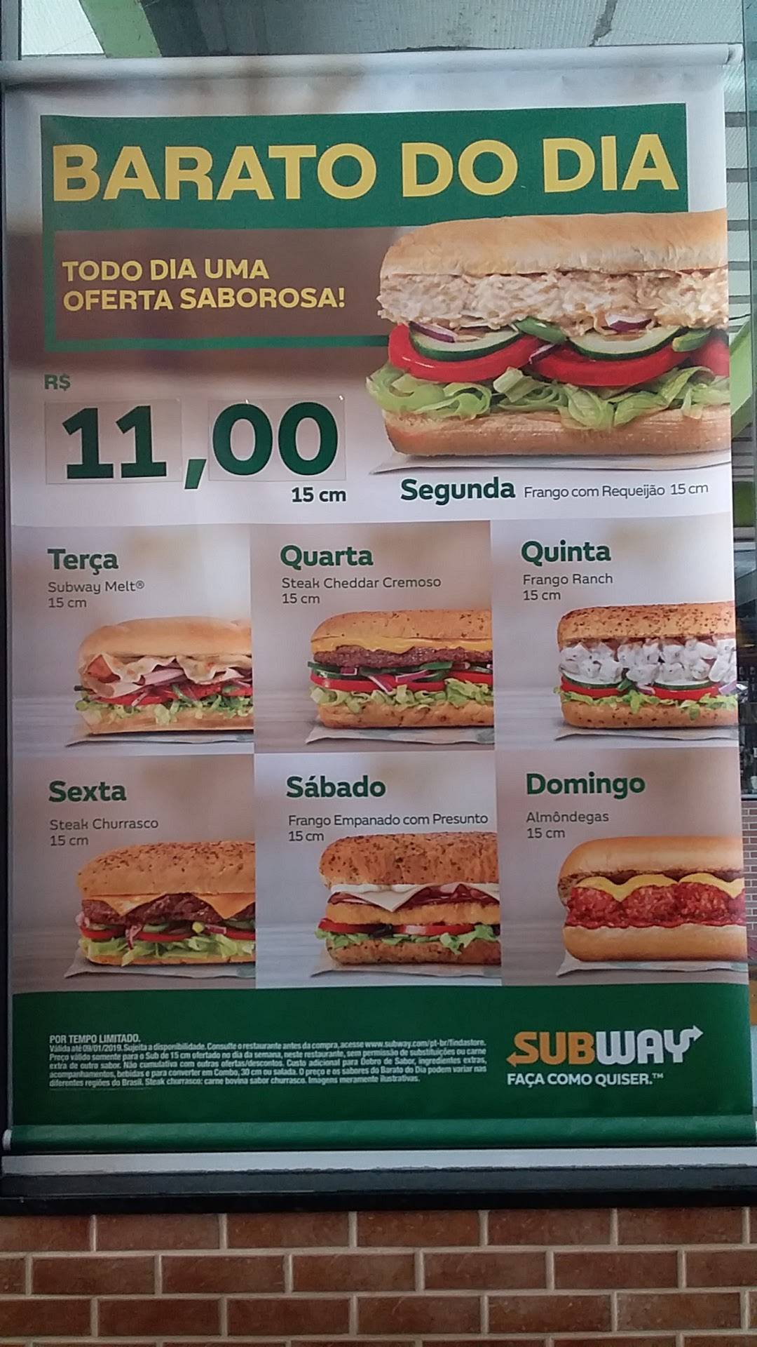 Menu em Subway restaurante de fast food, Queimadas, Loja 1728 - Campina ...