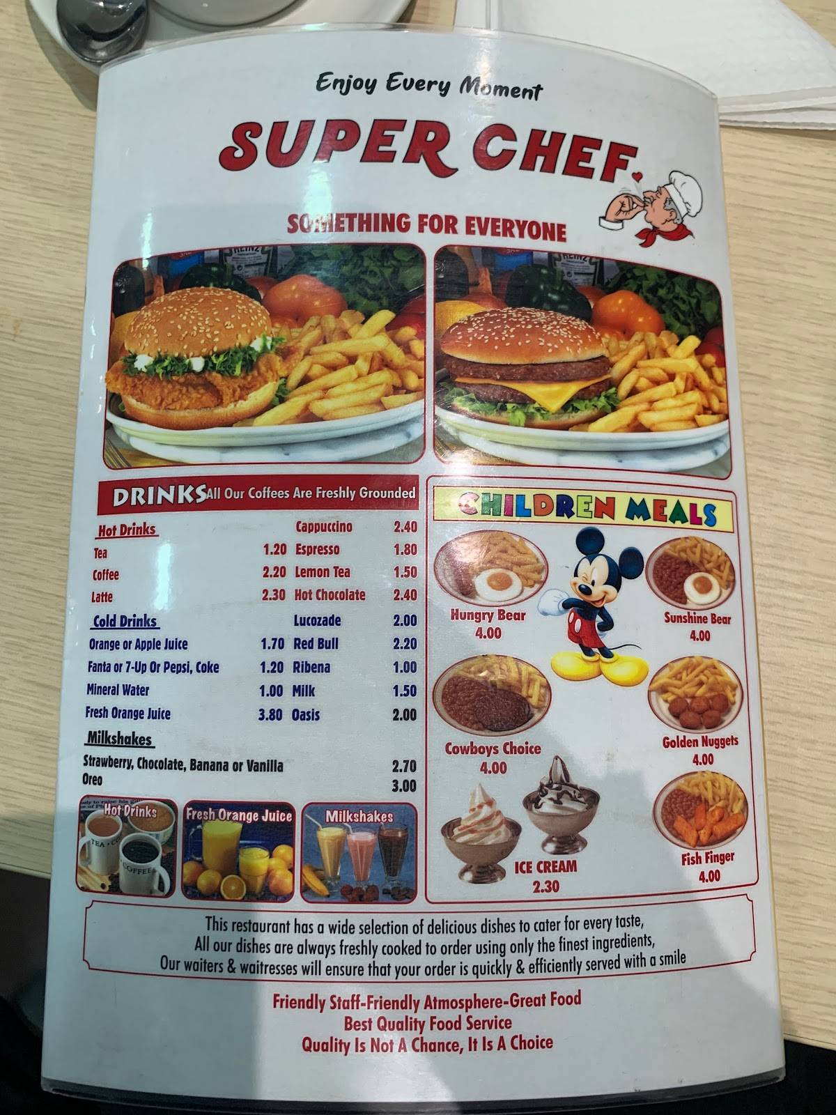 Menu at Super Chef restaurant, Wembley, 436 Greenford Rd