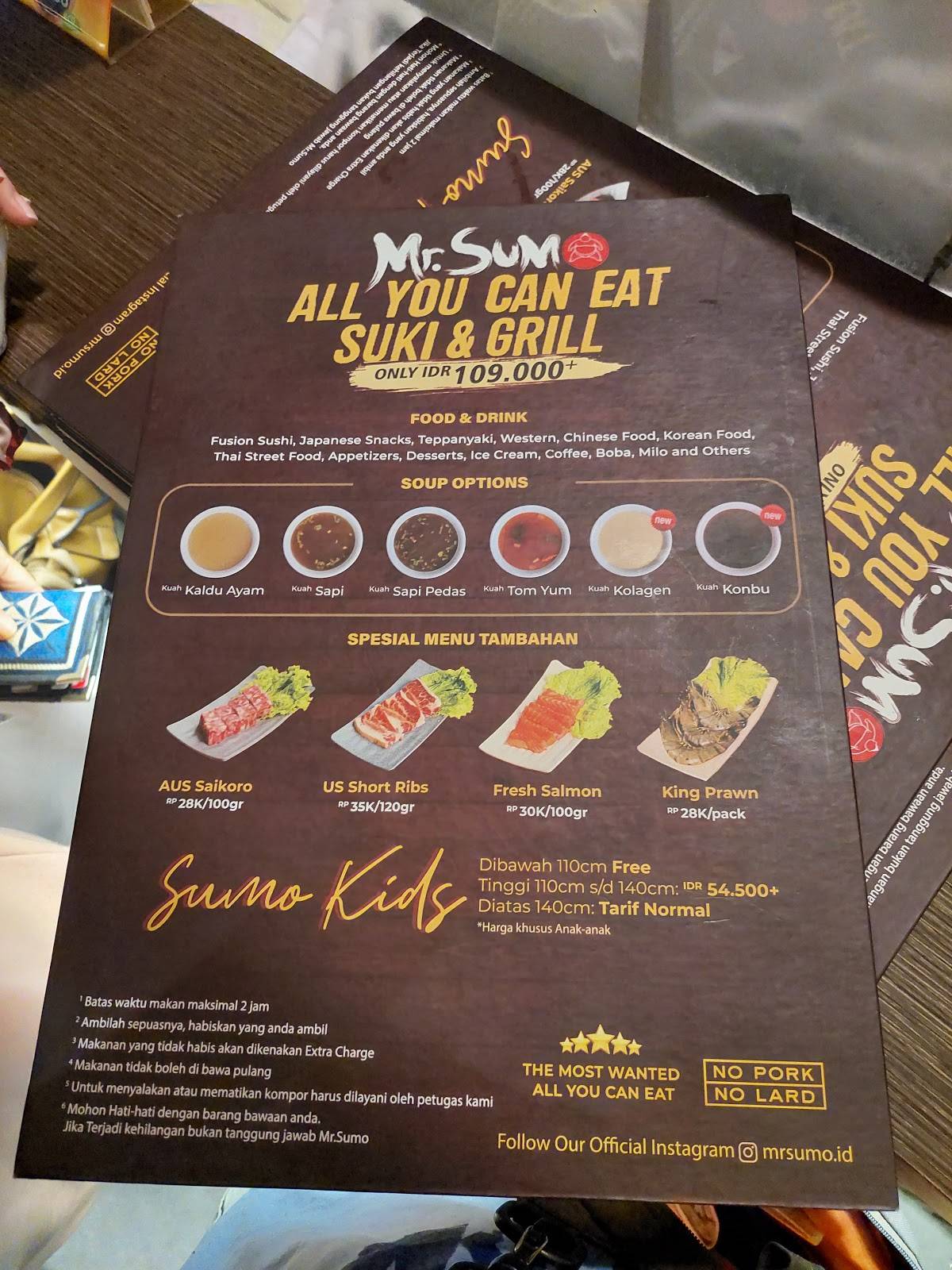 Carta del restaurante Mr. Sumo - Merr, Surabaya