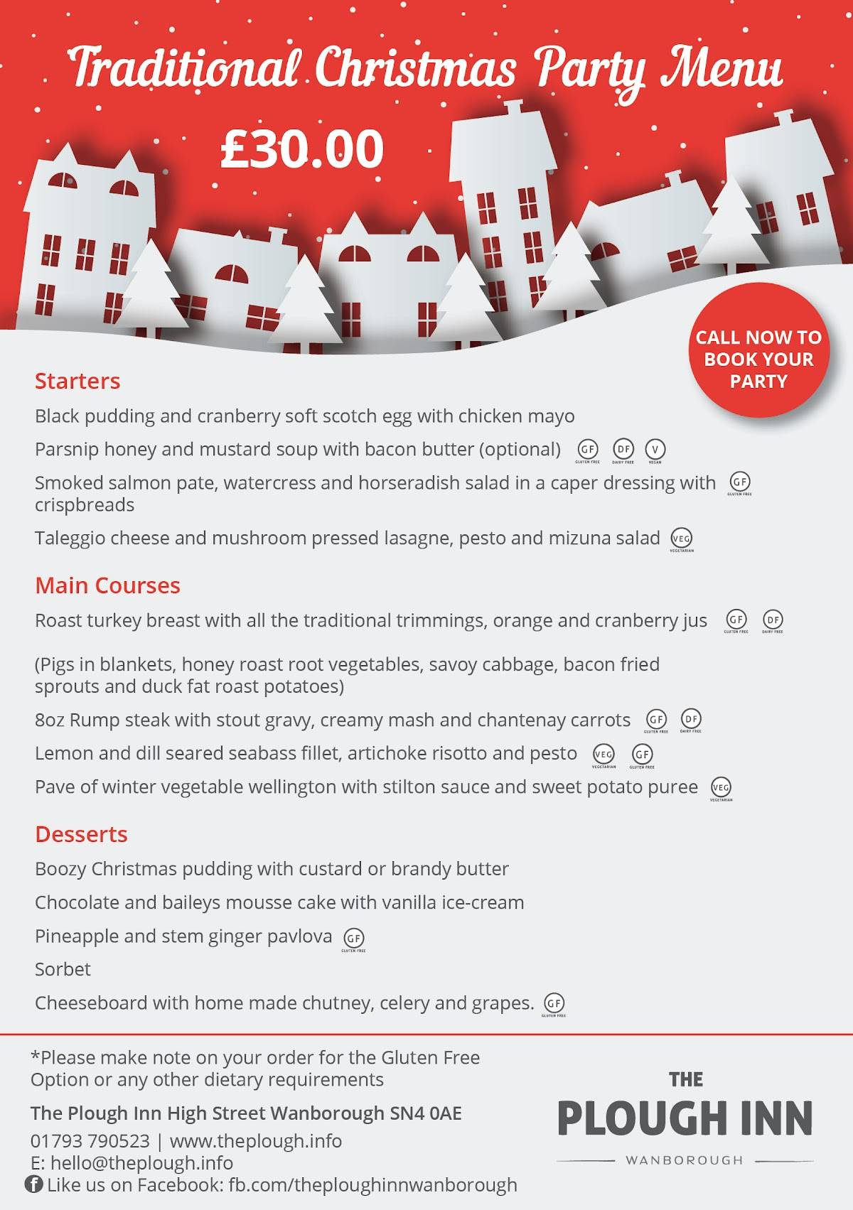 Menu at The Plough Inn Wanborough pub & bar, Swindon, High St