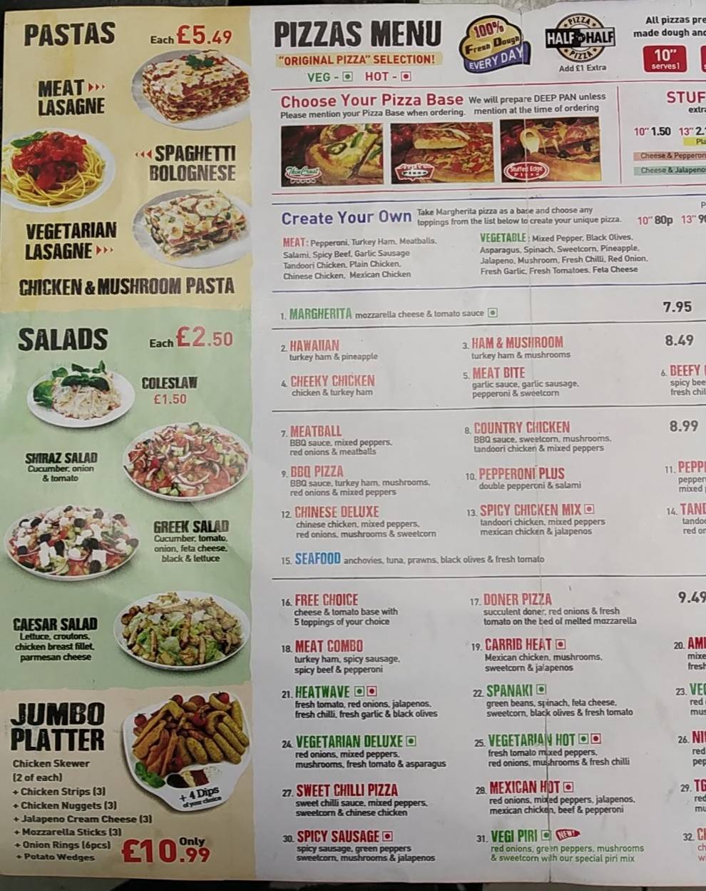 Menu at TGF Pizza pizzeria, Hatfield