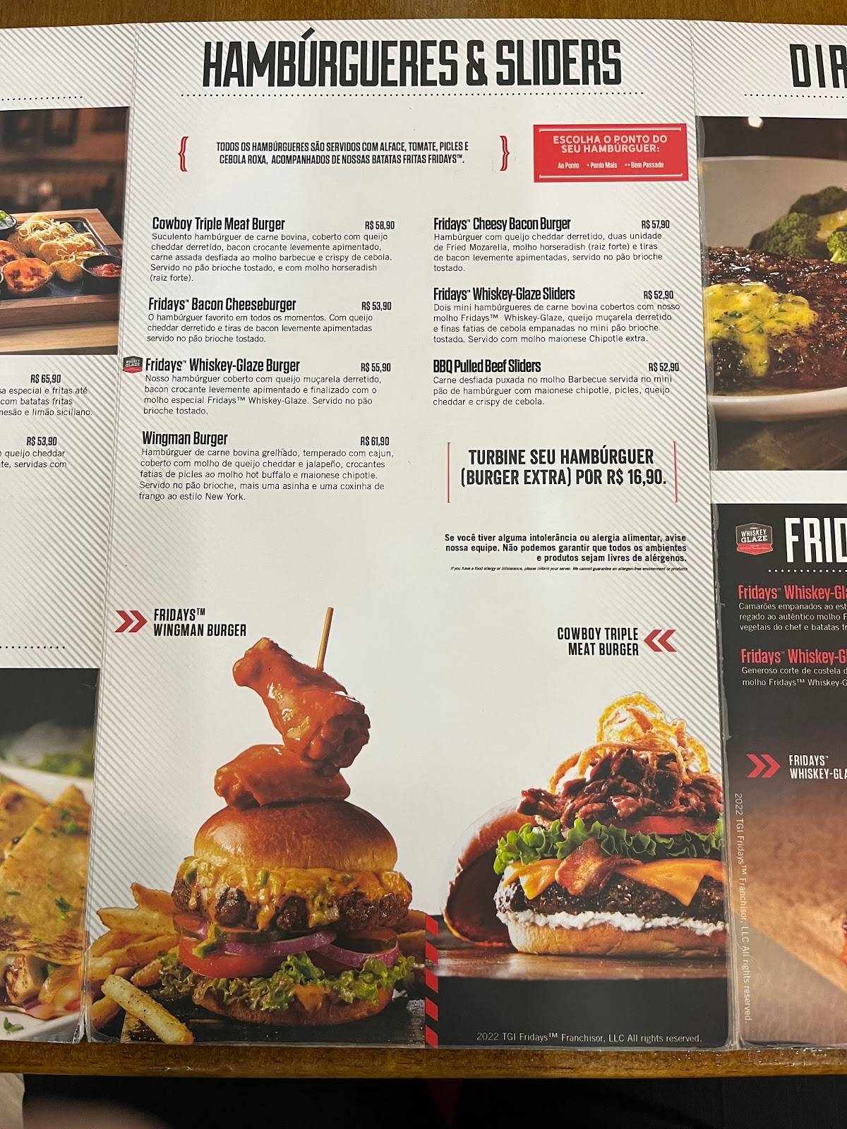 Menu em TGI Fridays: Sports Bar, Drinks, Hambúrguer, Happy Hour em Rio ...