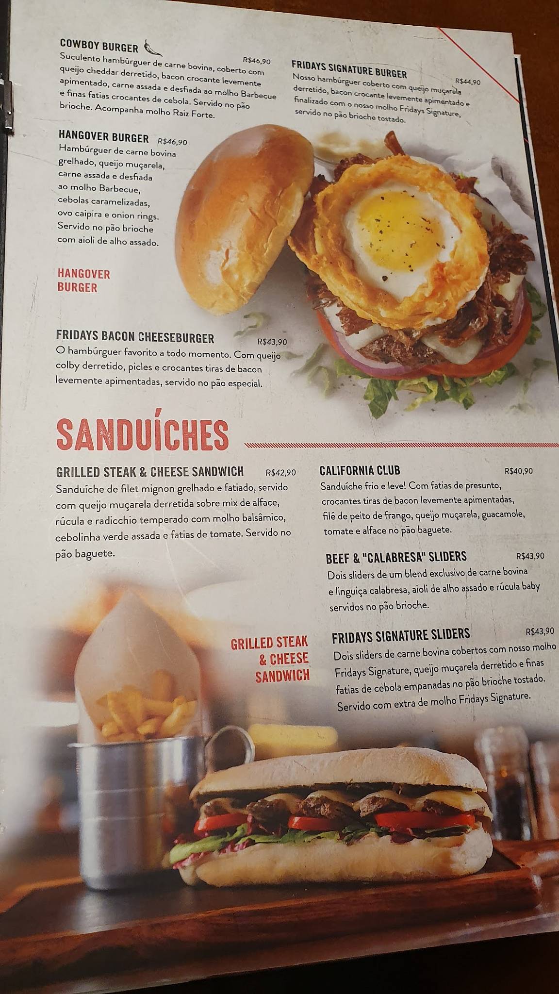 Menu at TGI Fridays: Sports Bar, Drinks, Hambúrguer, Happy Hour em Rio ...