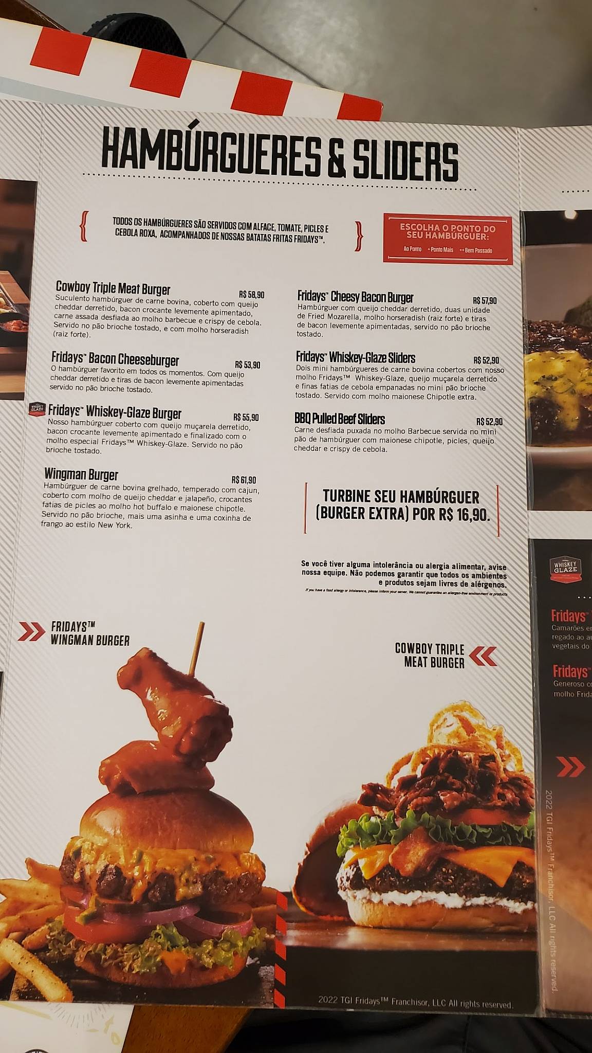 Menu at TGI Fridays: Sports Bar, Drinks, Hambúrguer, Happy Hour em Rio ...