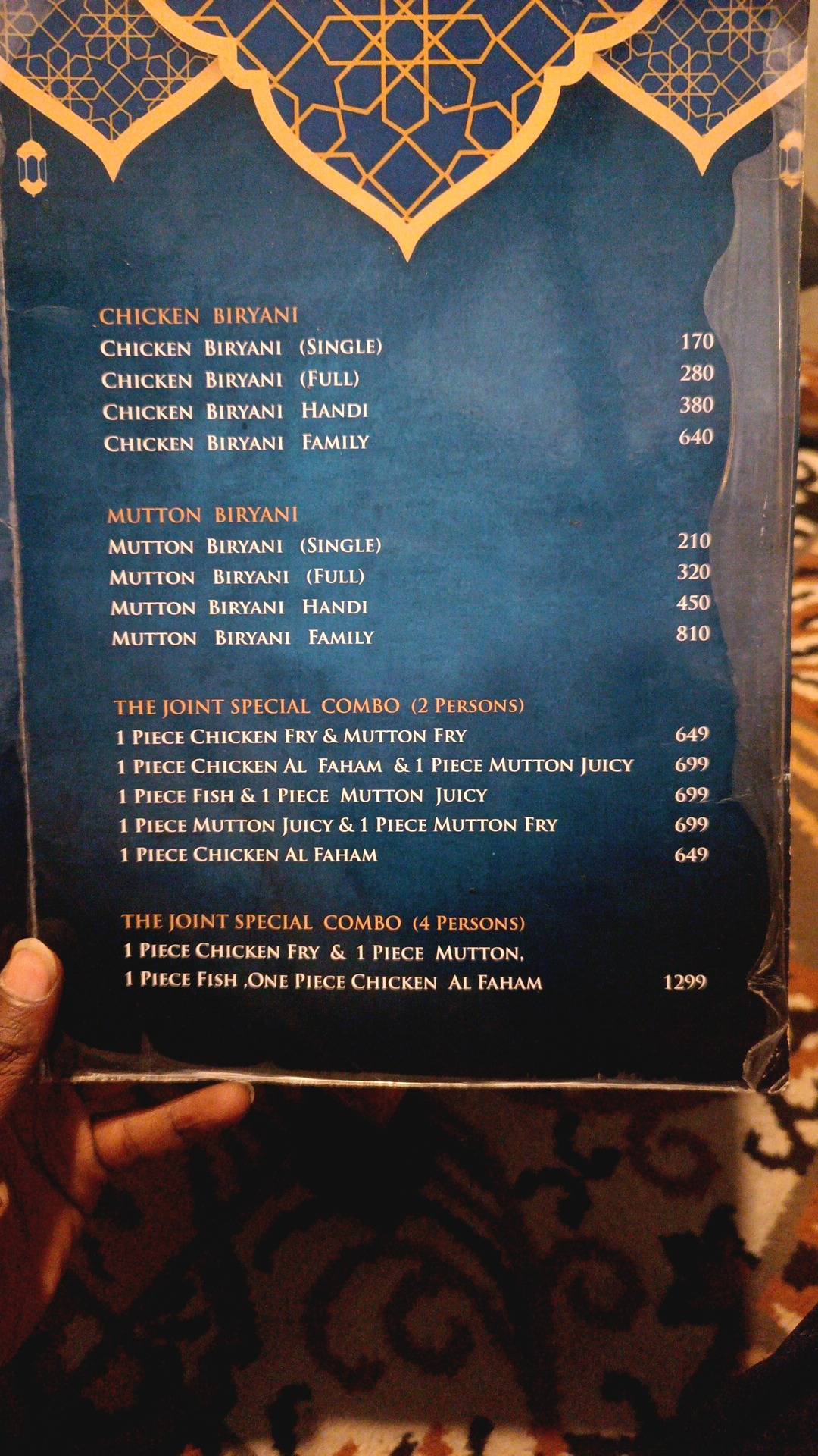 Menu at THE JOINT AL-MANDI AND GRILL, Hyderabad