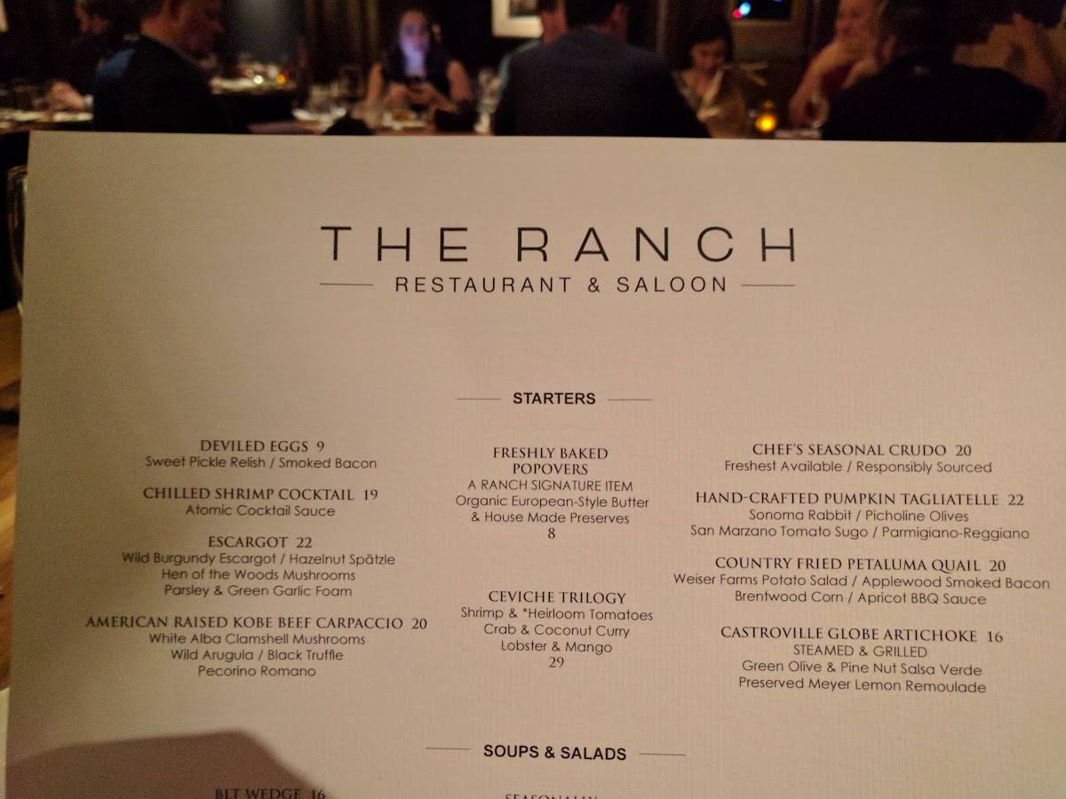 Menu at THE RANCH Restaurant, Anaheim, E Ball Rd #101A