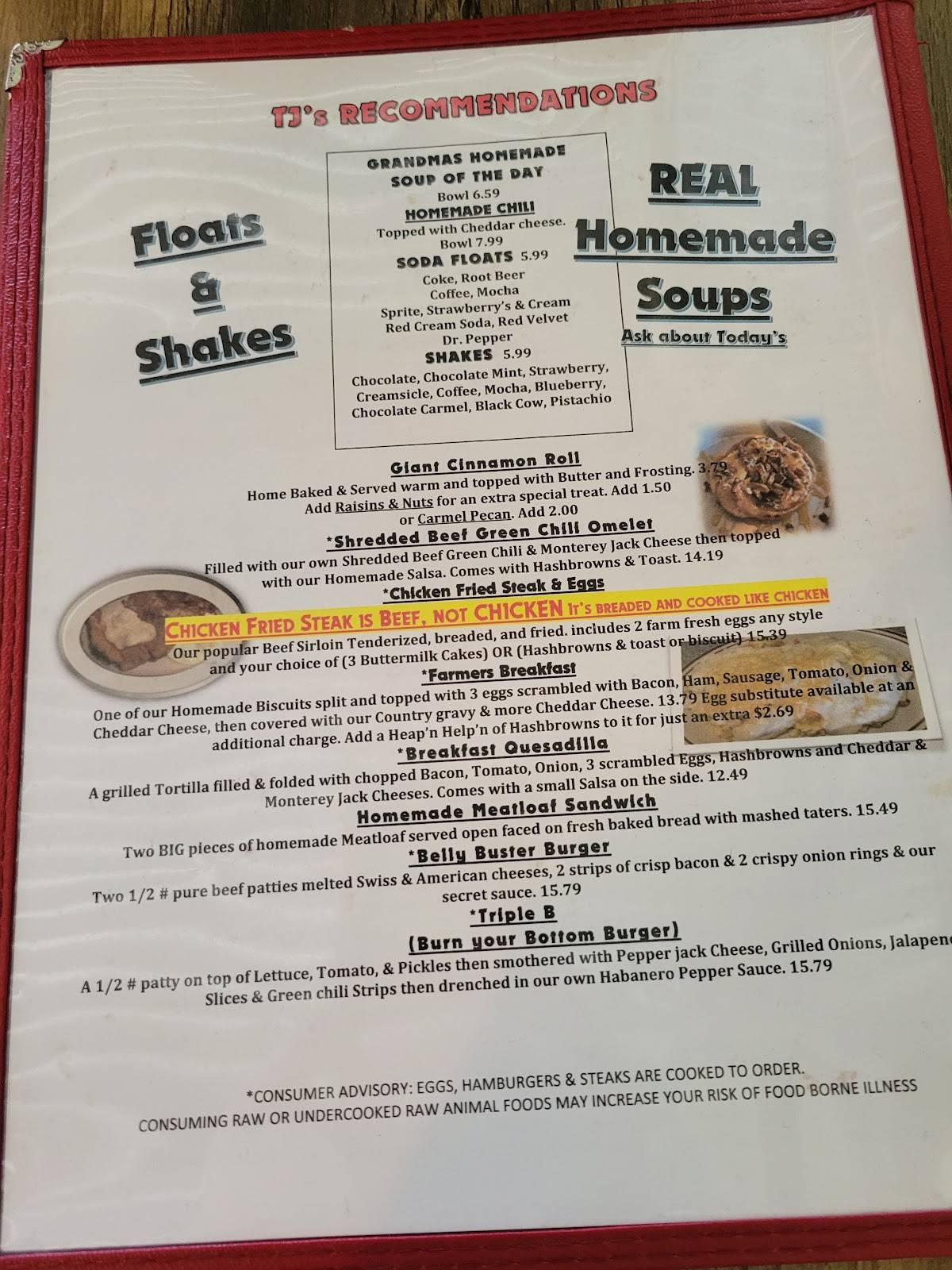 Menu at TJ's Homestyle Restaurant, Avondale, 310 N Dysart Rd