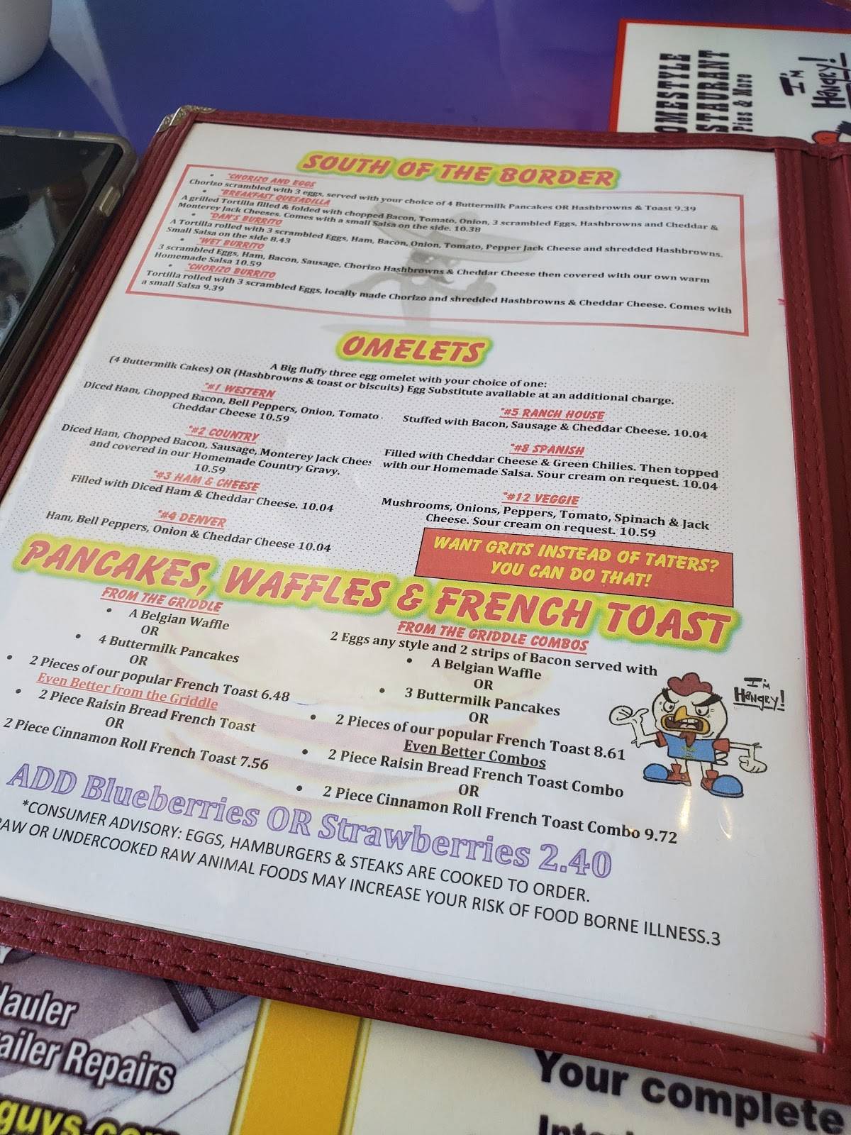 Menu at TJ's Homestyle Restaurant, Avondale, 310 N Dysart Rd