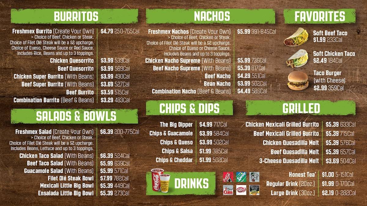 Menu at Taco Mayo restaurant, Bartlesville