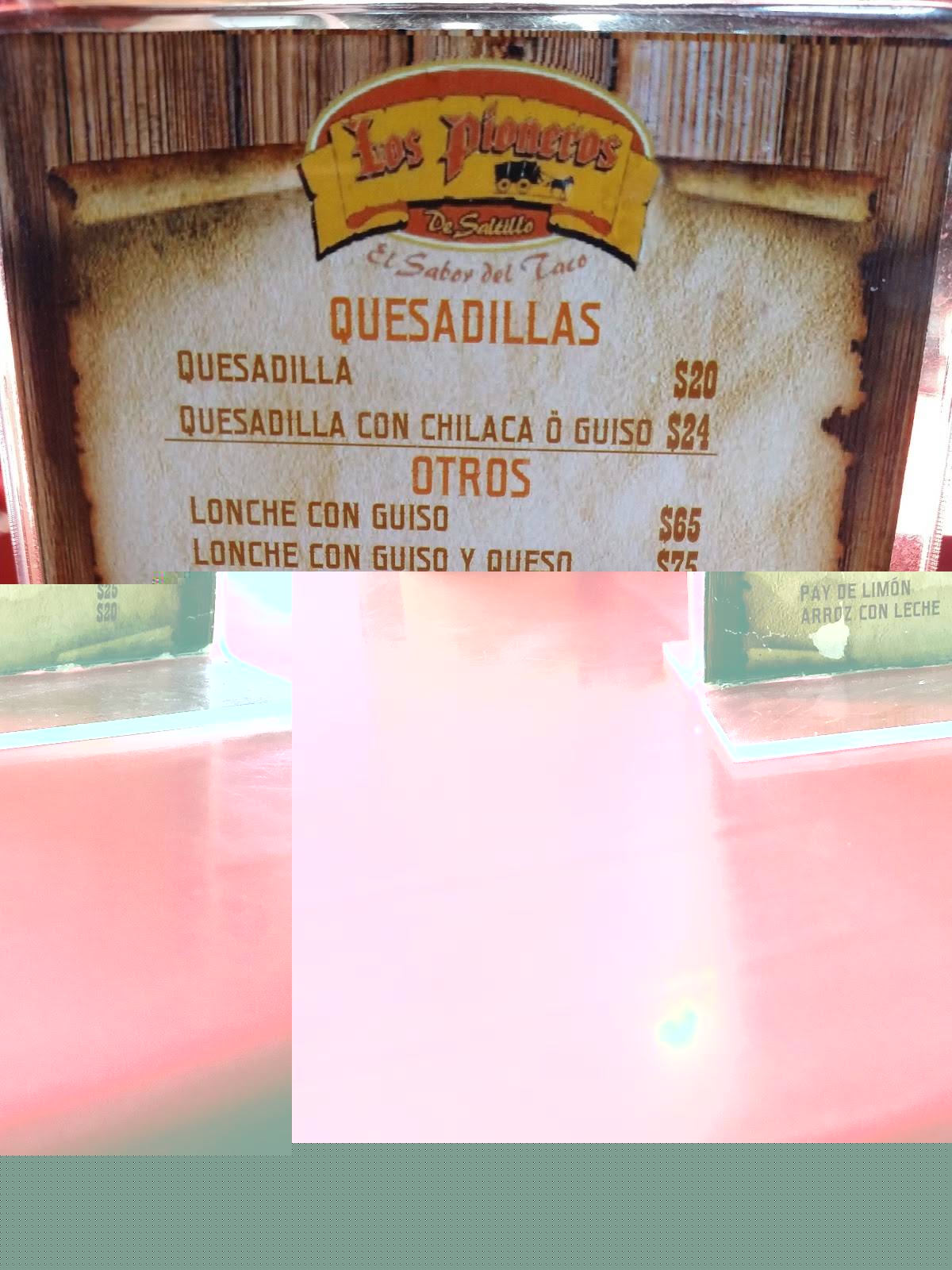 Carta del restaurante Tacos Los Pioneros, Saltillo, Blvd. Moctezuma 2065