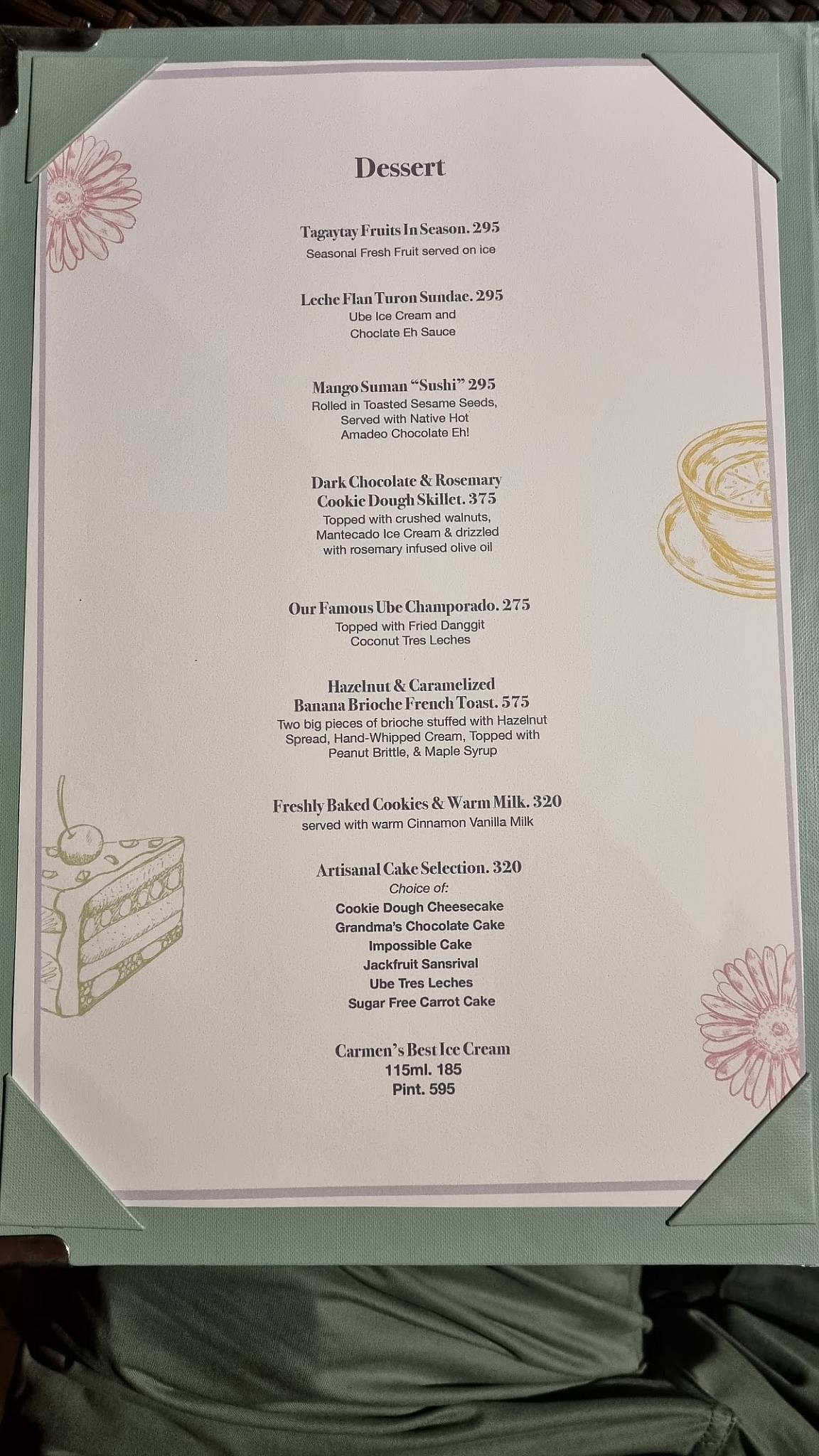 Menu at Farmer’s Table Tagaytay restaurant, Tagaytay