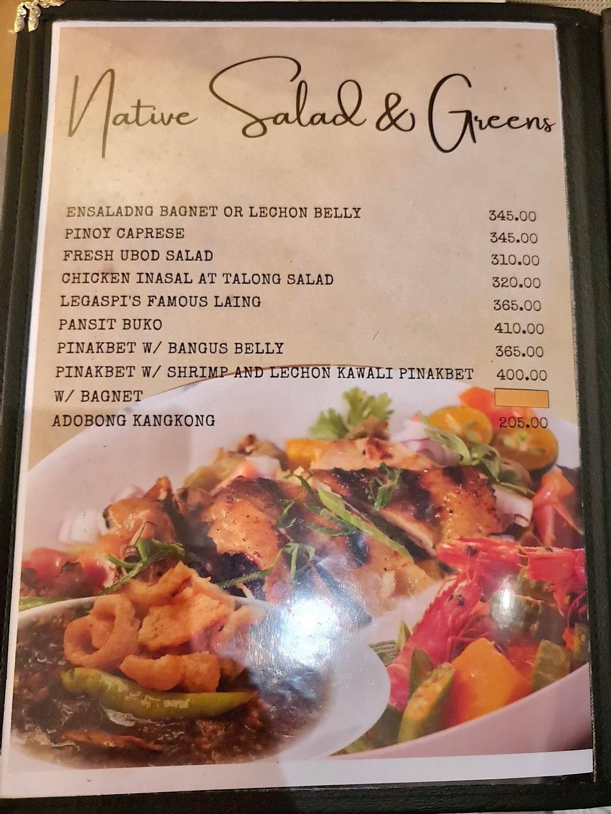 Menu at Pamana Restaurant - Tagaytay, Tagaytay