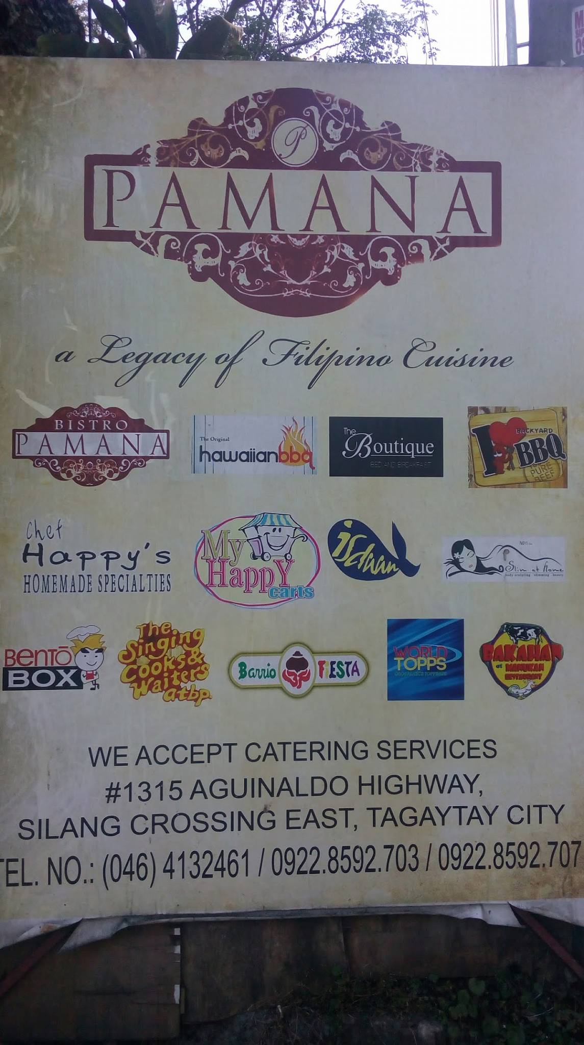 Menu at Pamana Restaurant - Tagaytay, Tagaytay