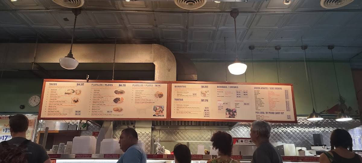 Menu at Taqueria El Milagro restaurant, Chicago, S Blue Island Ave