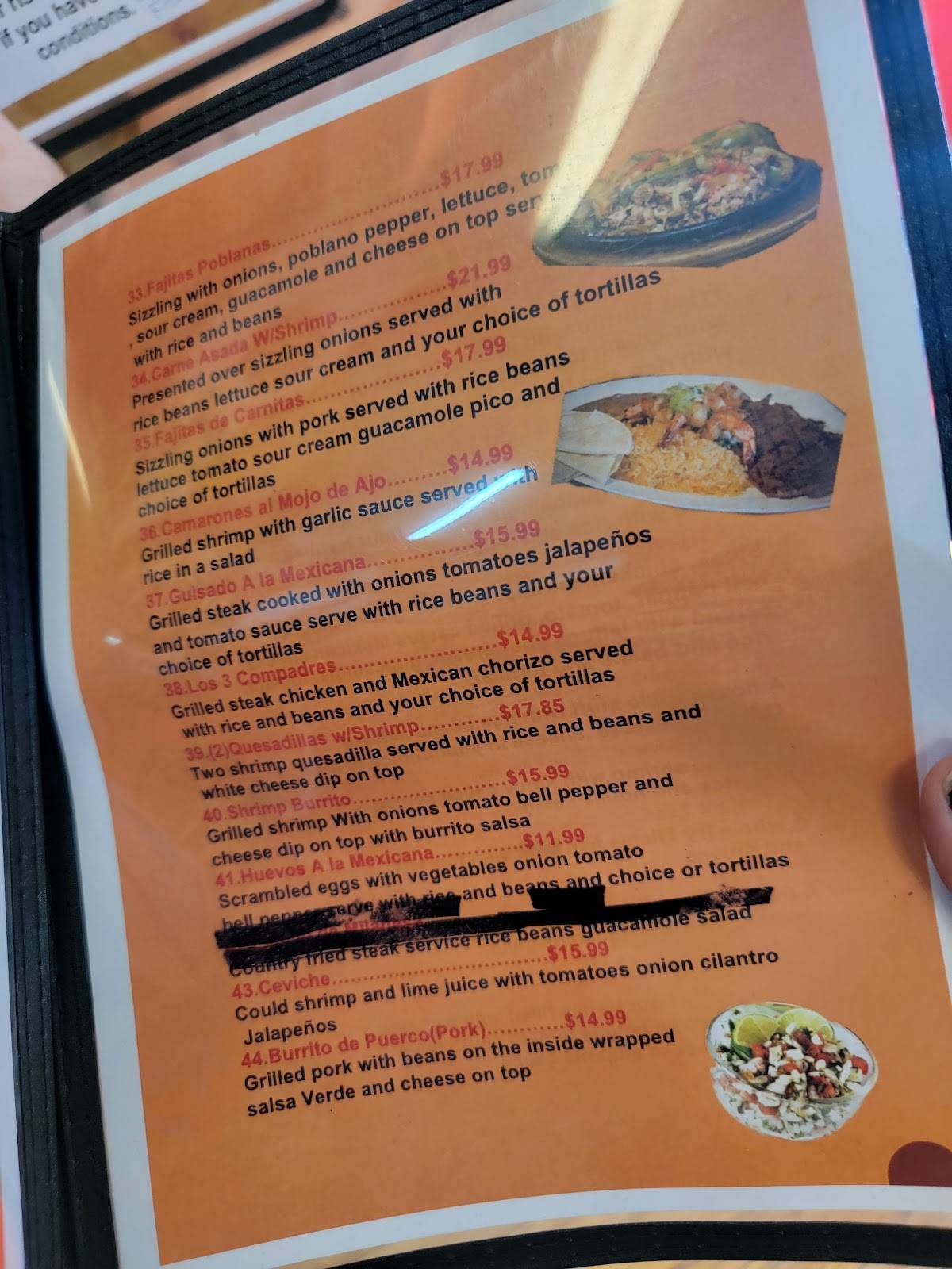 Menu at Taqueria los Sánchez restaurant, Lake Charles