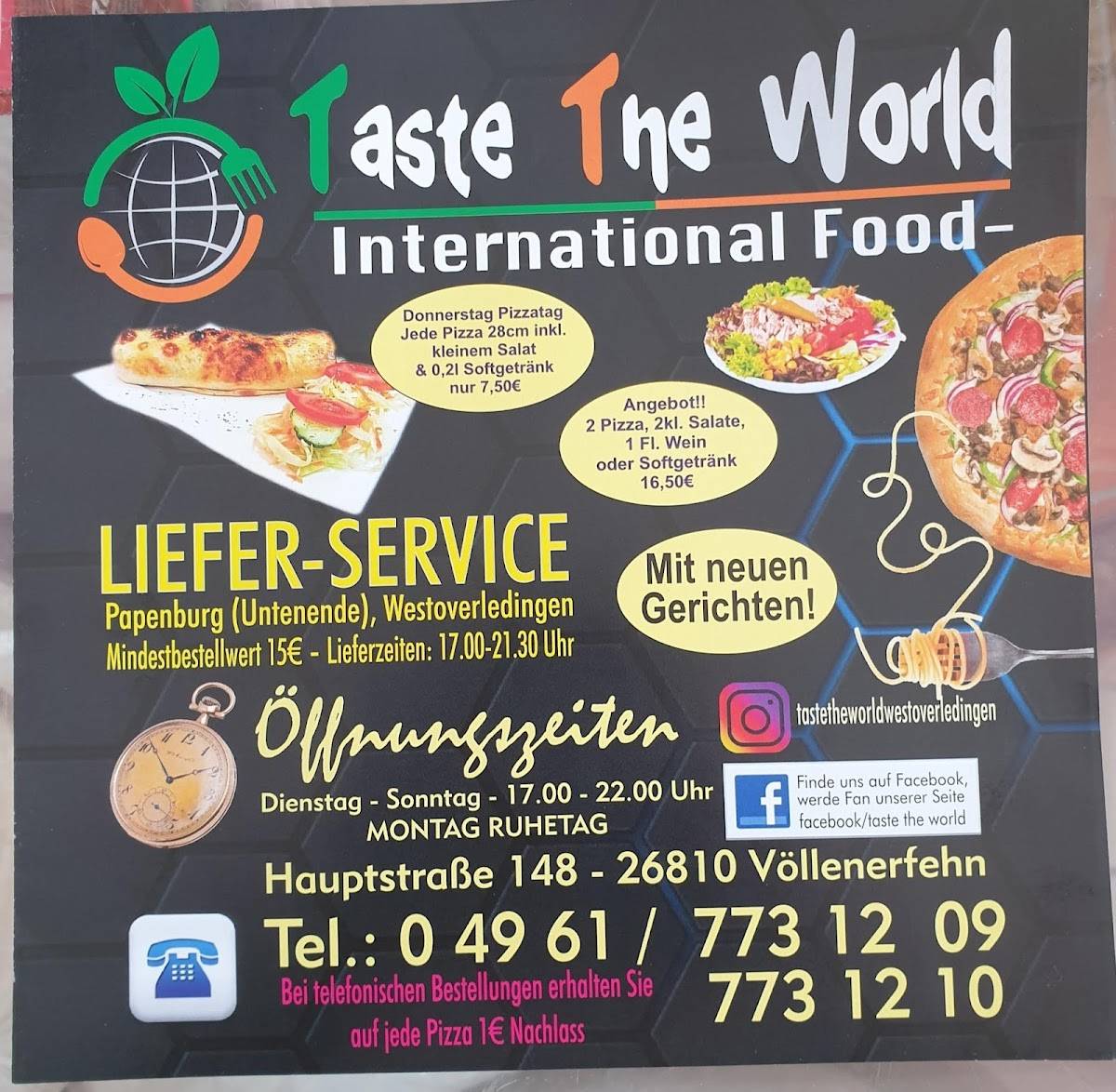 Speisekarte von Taste the World Westoverledingen restaurant ...