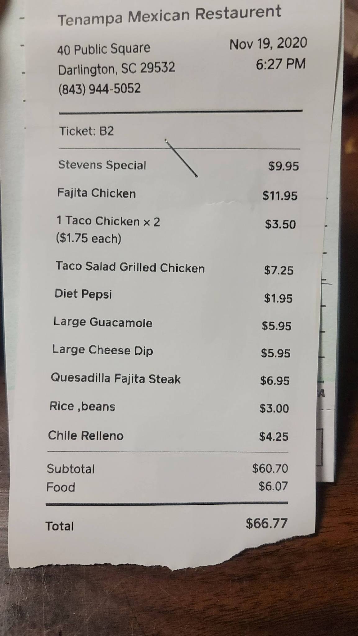 Menu at Tenampa Mexican Restaurant, Darlington