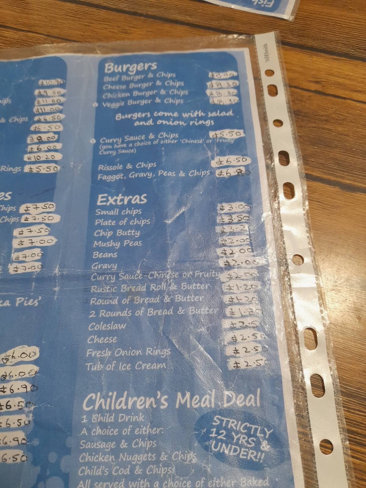 Menu at Park Road Fish & Chip Shop fast food, Tenby