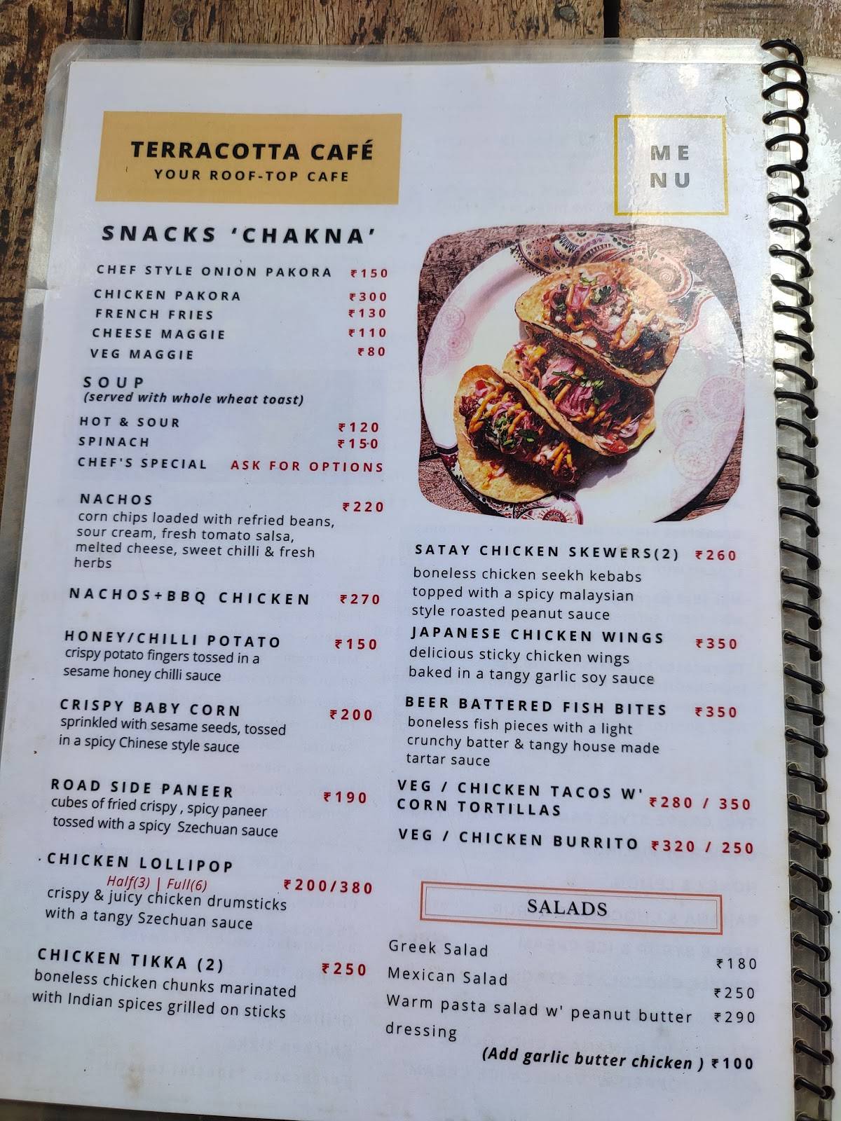 Menu at Terracotta Cafe, Varanasi, B1/146