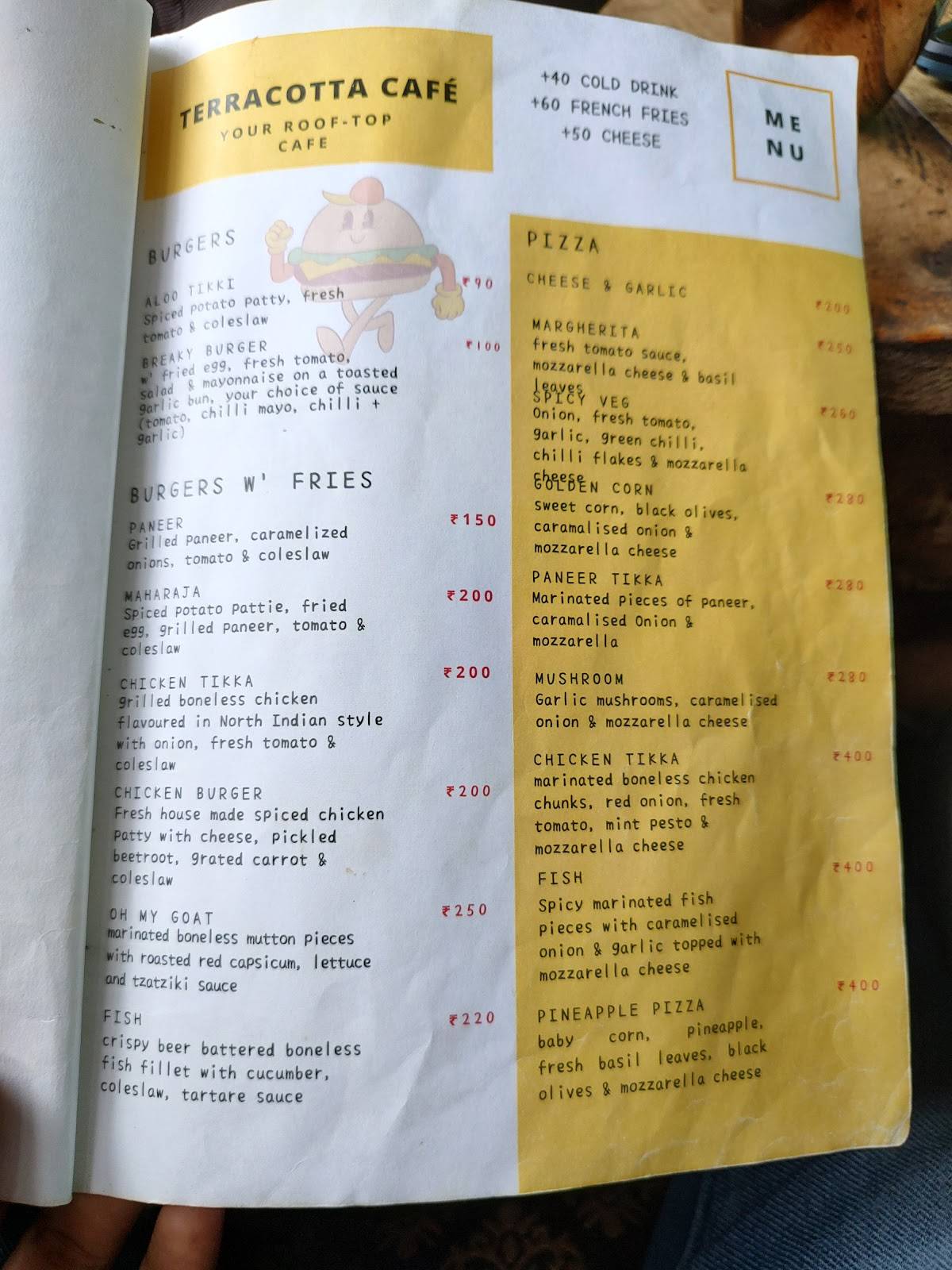 Menu at Terracotta Cafe, Varanasi, B1/146