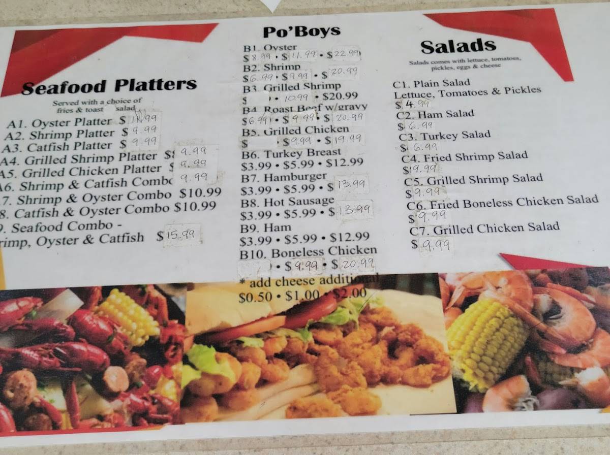 Menu at Terry Parkway Seafood restaurant, Terrytown