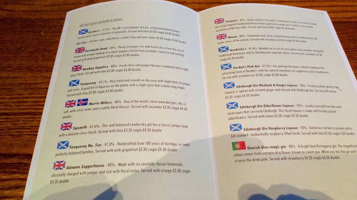 Menu at The Admiral Collingwood - JD Wetherspoon pub & bar, Ilfracombe