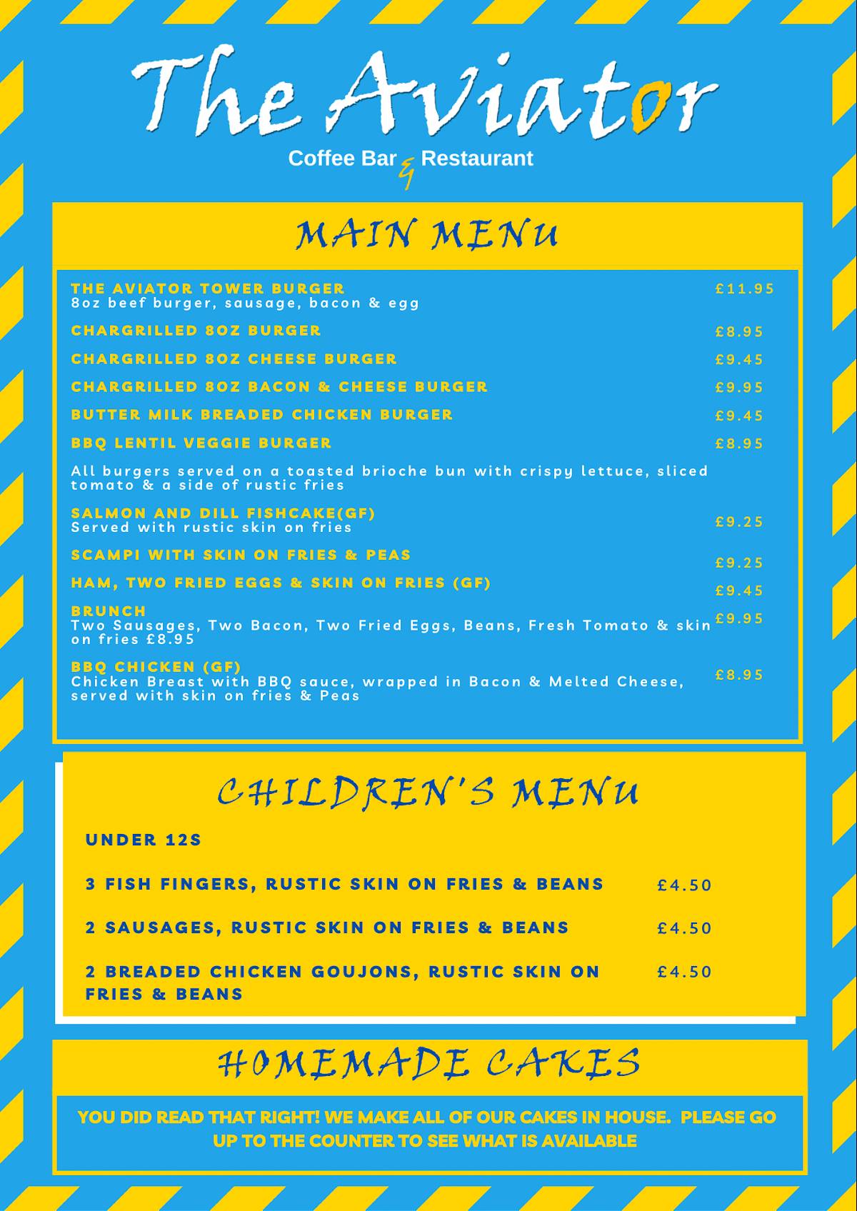 Menu at The Aviator Coffee Bar and Restaurant, Dunkeswell